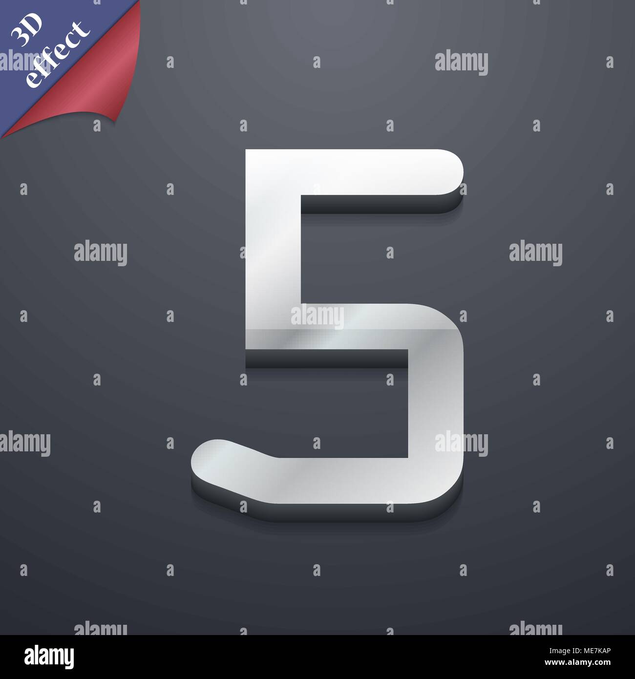 number five icon symbol. 3D style. Trendy, modern design with space for ...