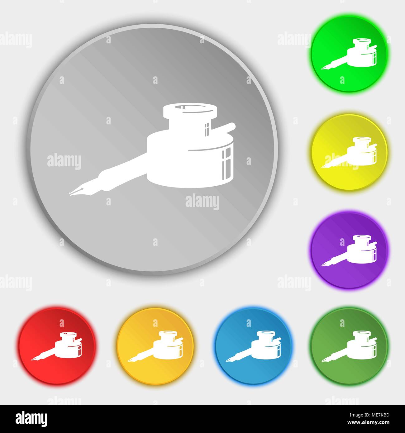 pen and ink icon sign. Symbol on five flat buttons. Vector illustration ...
