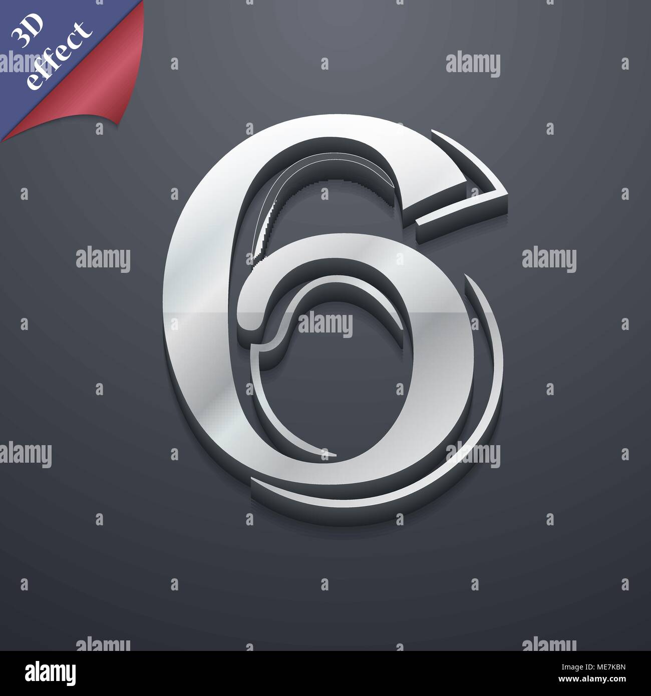 number six icon symbol. 3D style. Trendy, modern design with space for ...