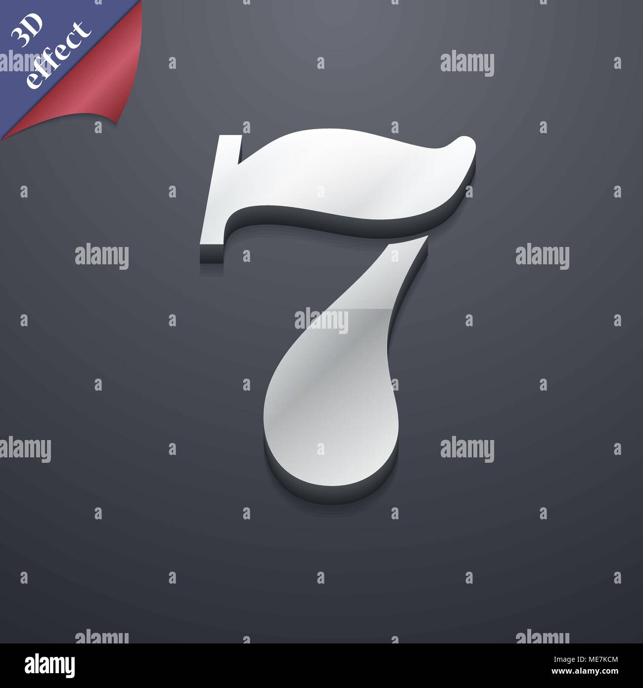 number seven icon symbol. 3D style. Trendy, modern design with space ...