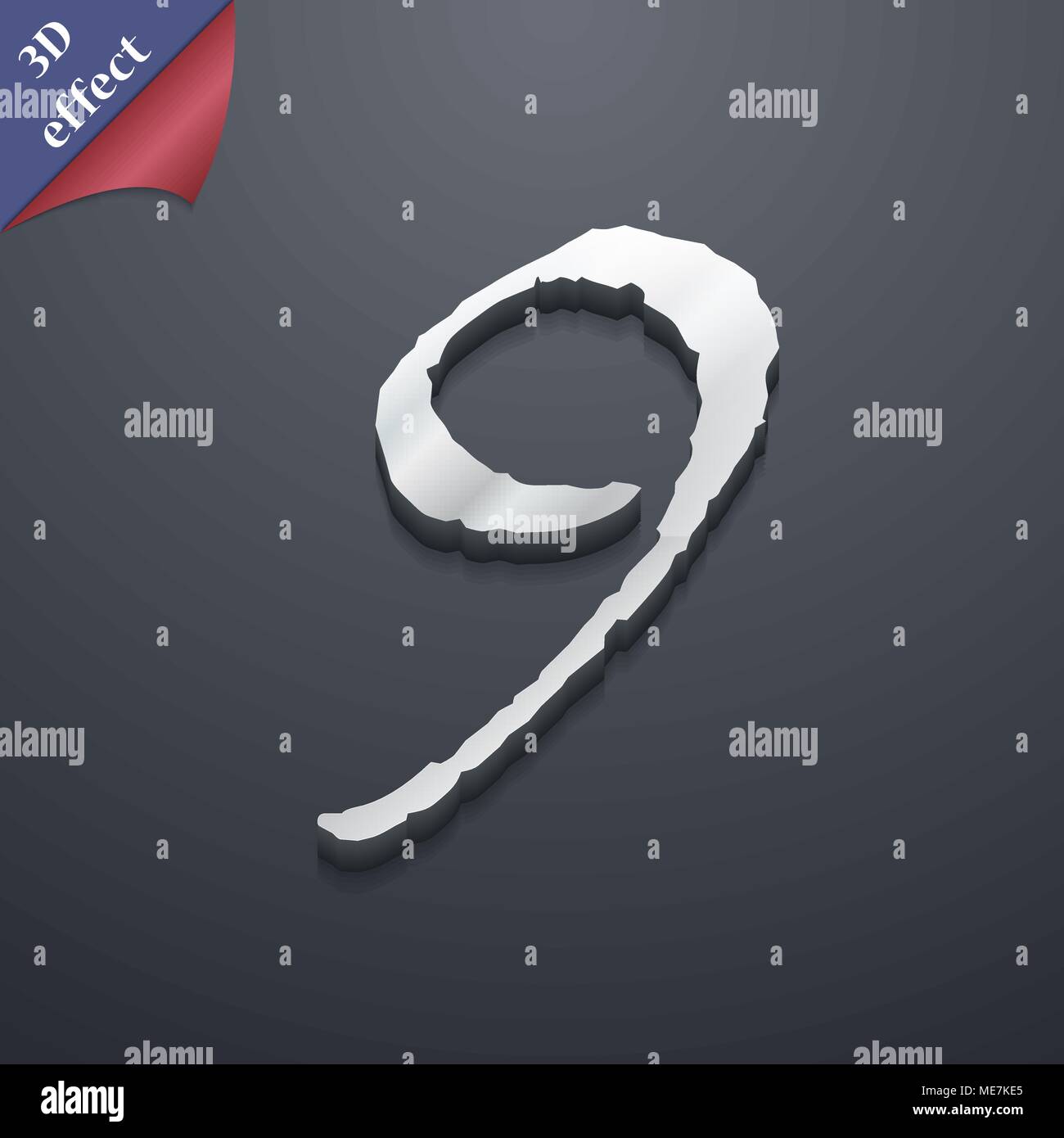 number Nine icon symbol. 3D style. Trendy, modern design with space for ...