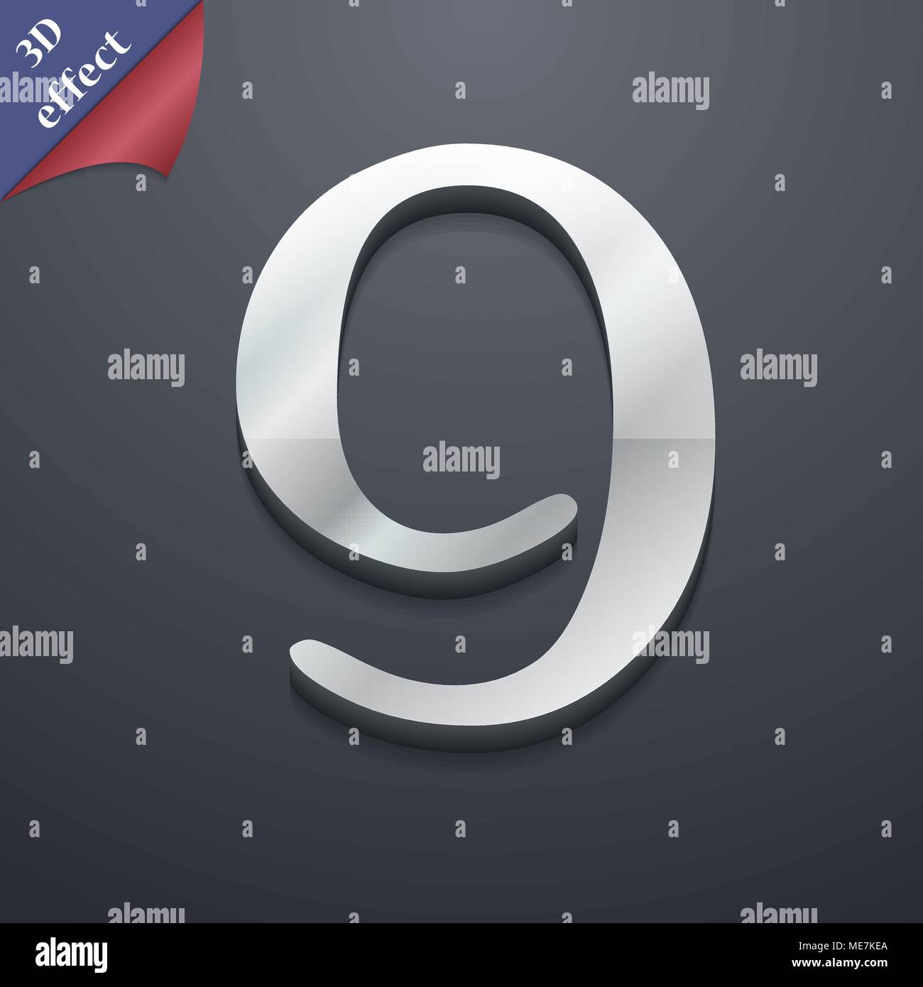 number Nine icon symbol. 3D style. Trendy, modern design with space for ...