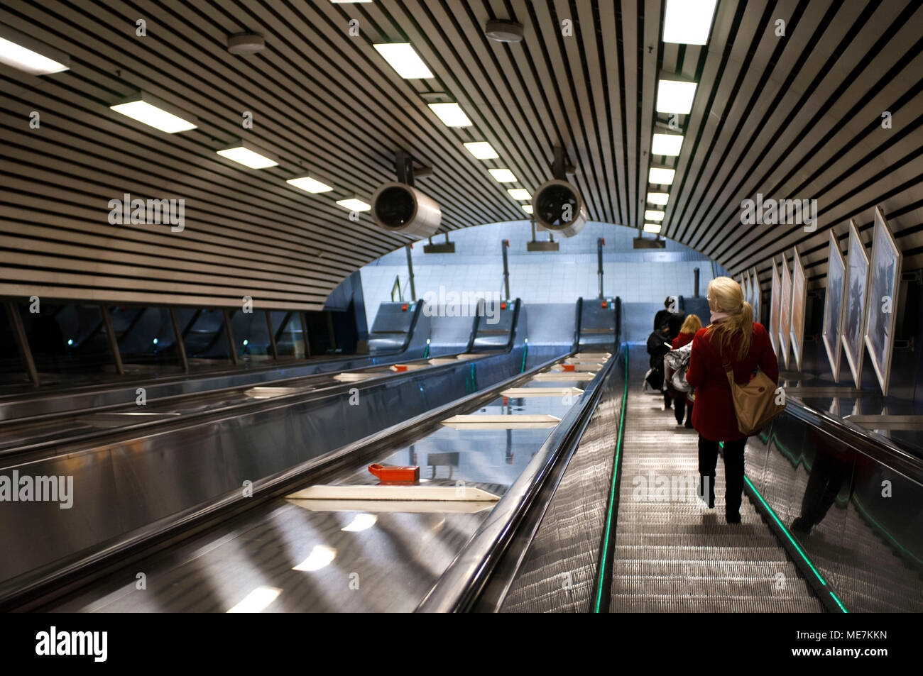 Inside subway, Helsinki, Finland. One of the entrances to subway ...