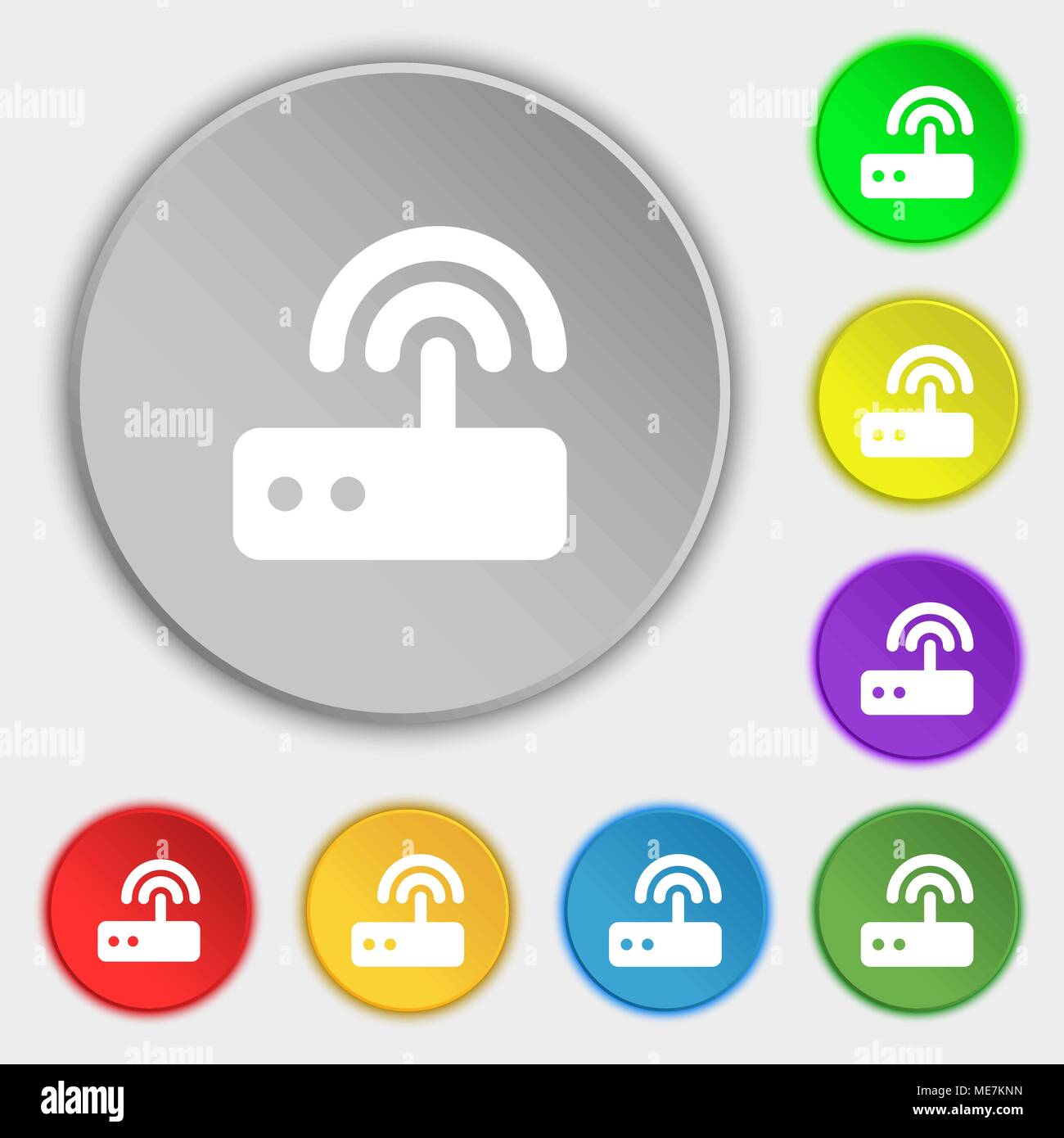 Wi fi router icon sign. Symbol on five flat buttons. Vector ...