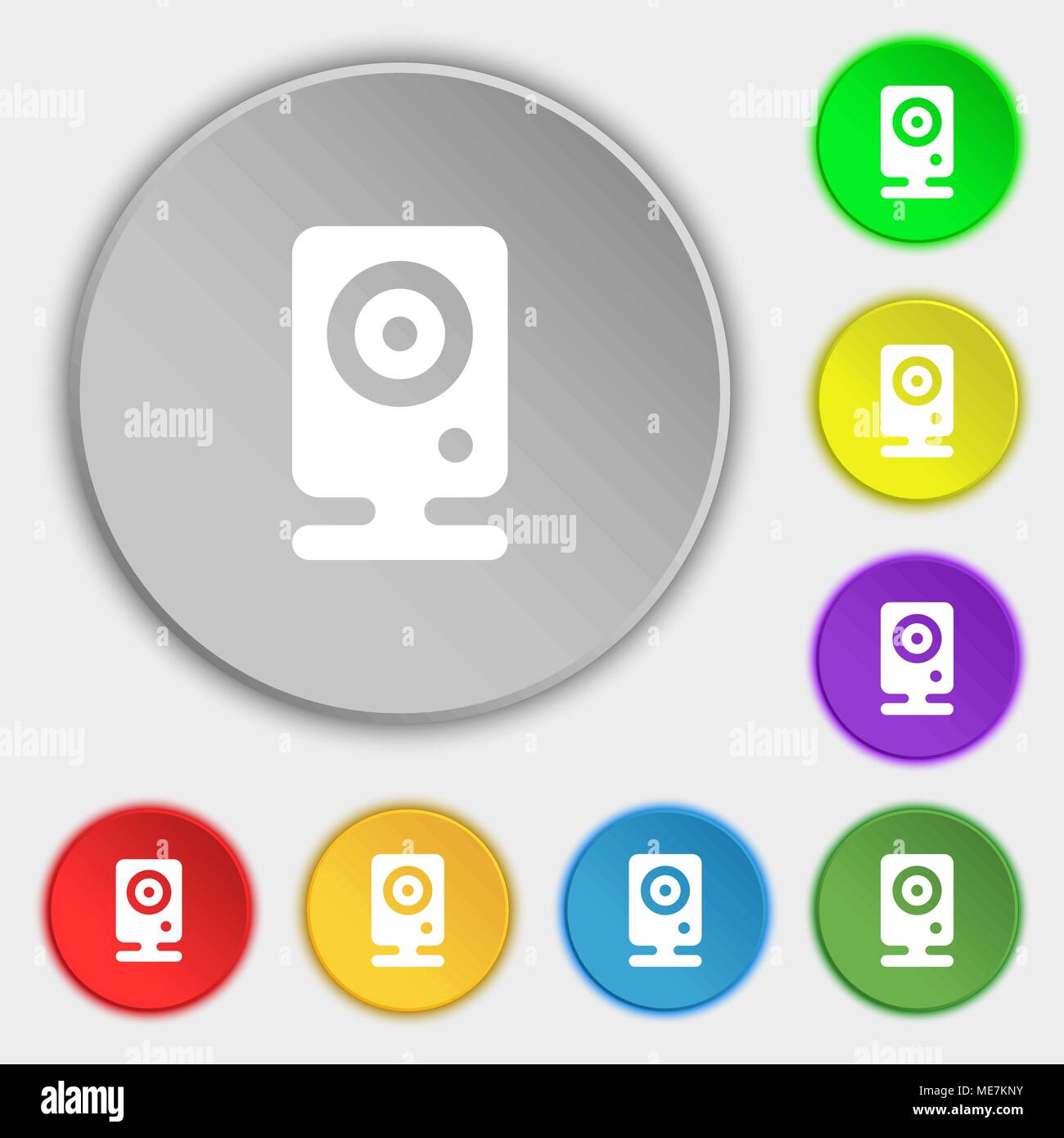 Web cam icon sign. Symbol on five flat buttons. Vector illustration ...