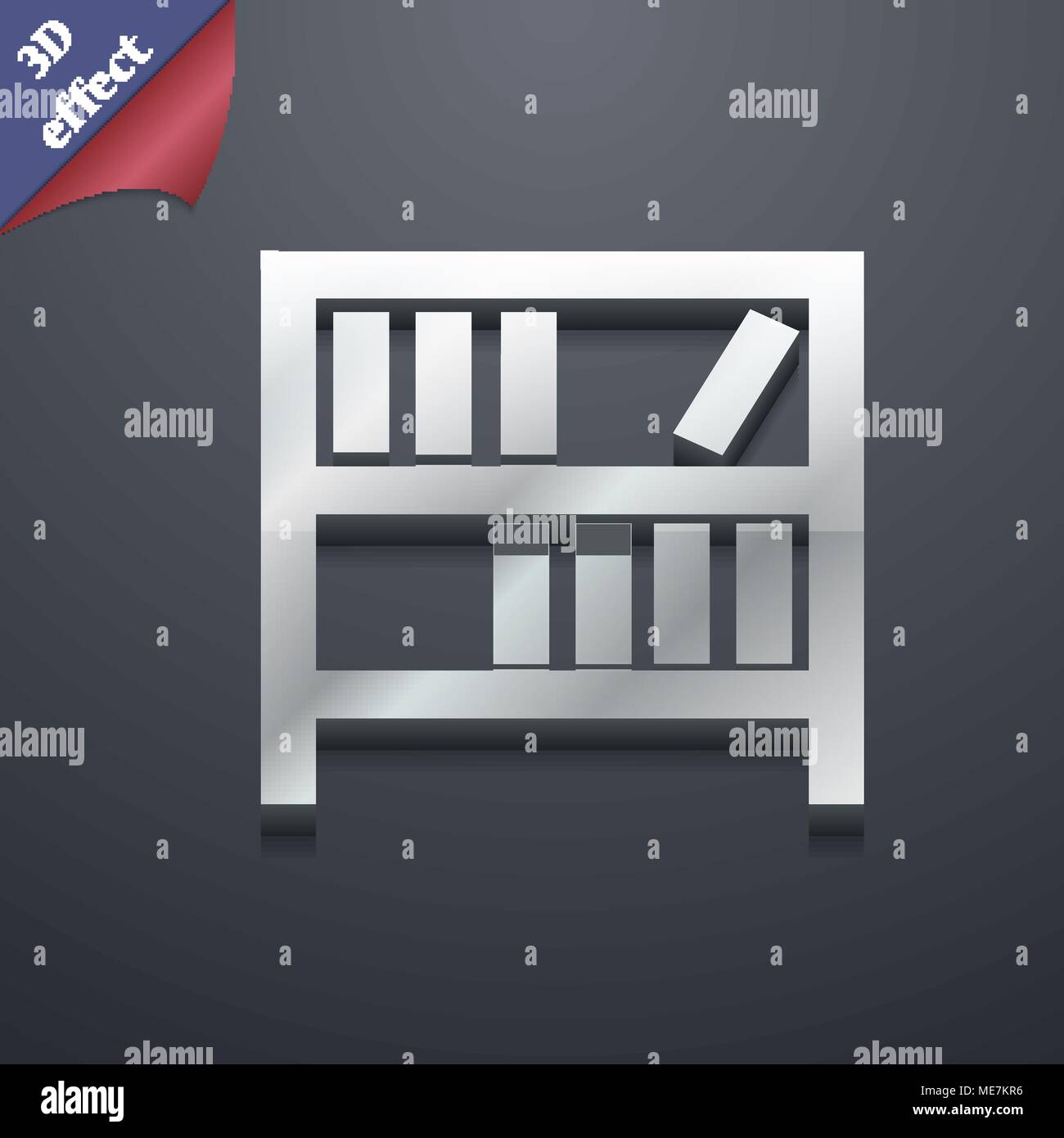 Bookshelf icon symbol. 3D style. Trendy, modern design with space for ...