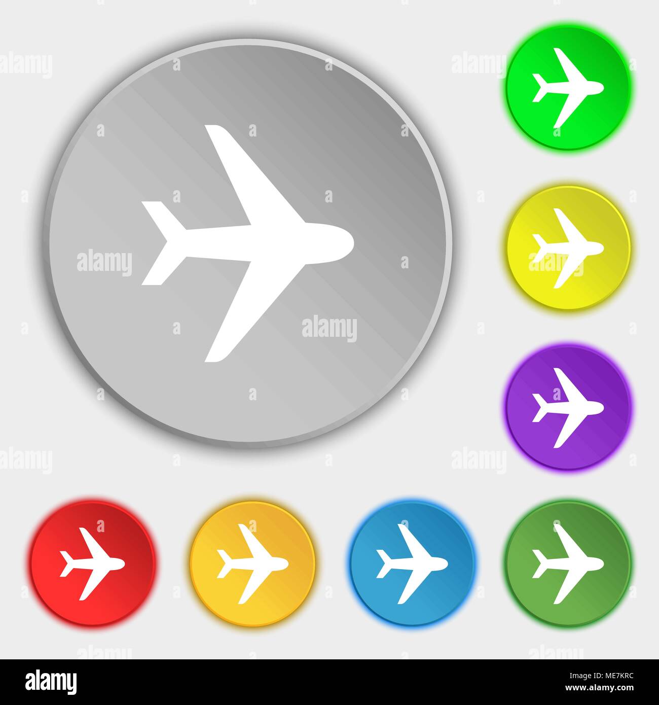 Plane icon sign. Symbol on five flat buttons. Vector illustration Stock ...