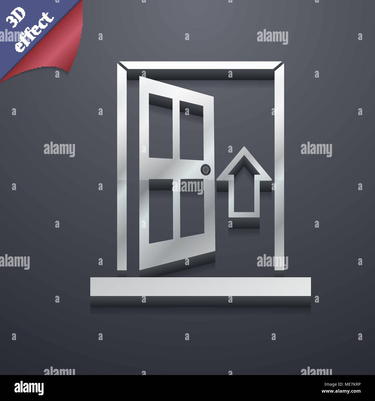 Door, Enter or exit icon symbol. 3D style. Trendy, modern design with ...