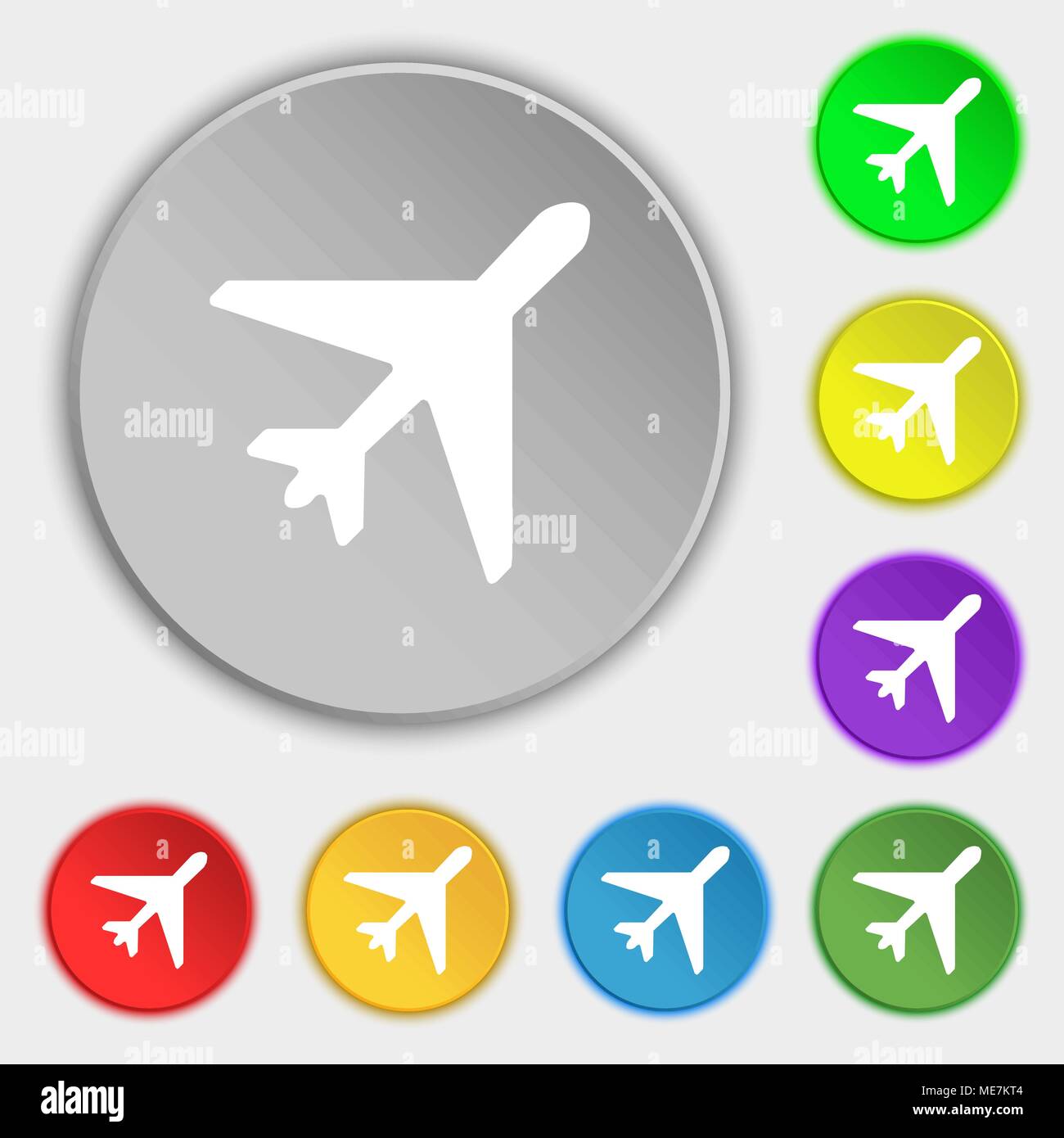 airplane icon sign. Symbol on five flat buttons. Vector illustration ...