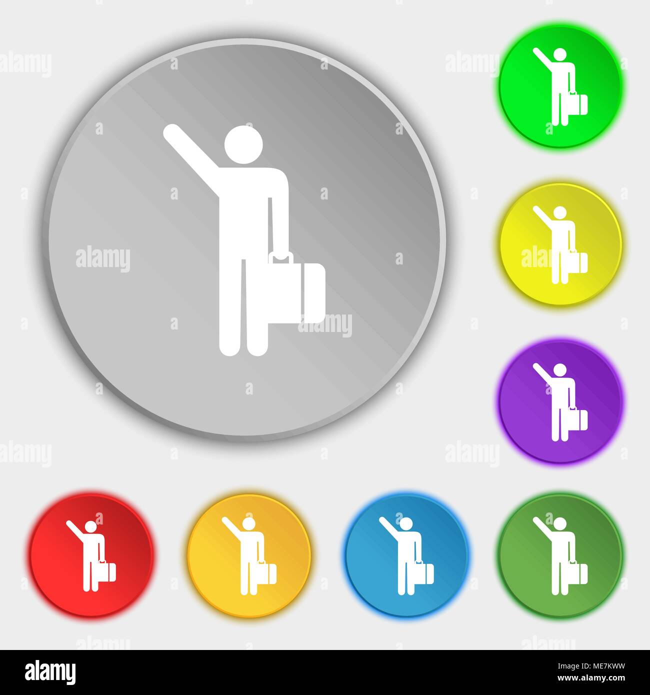 tourist icon sign. Symbol on five flat buttons. Vector illustration ...