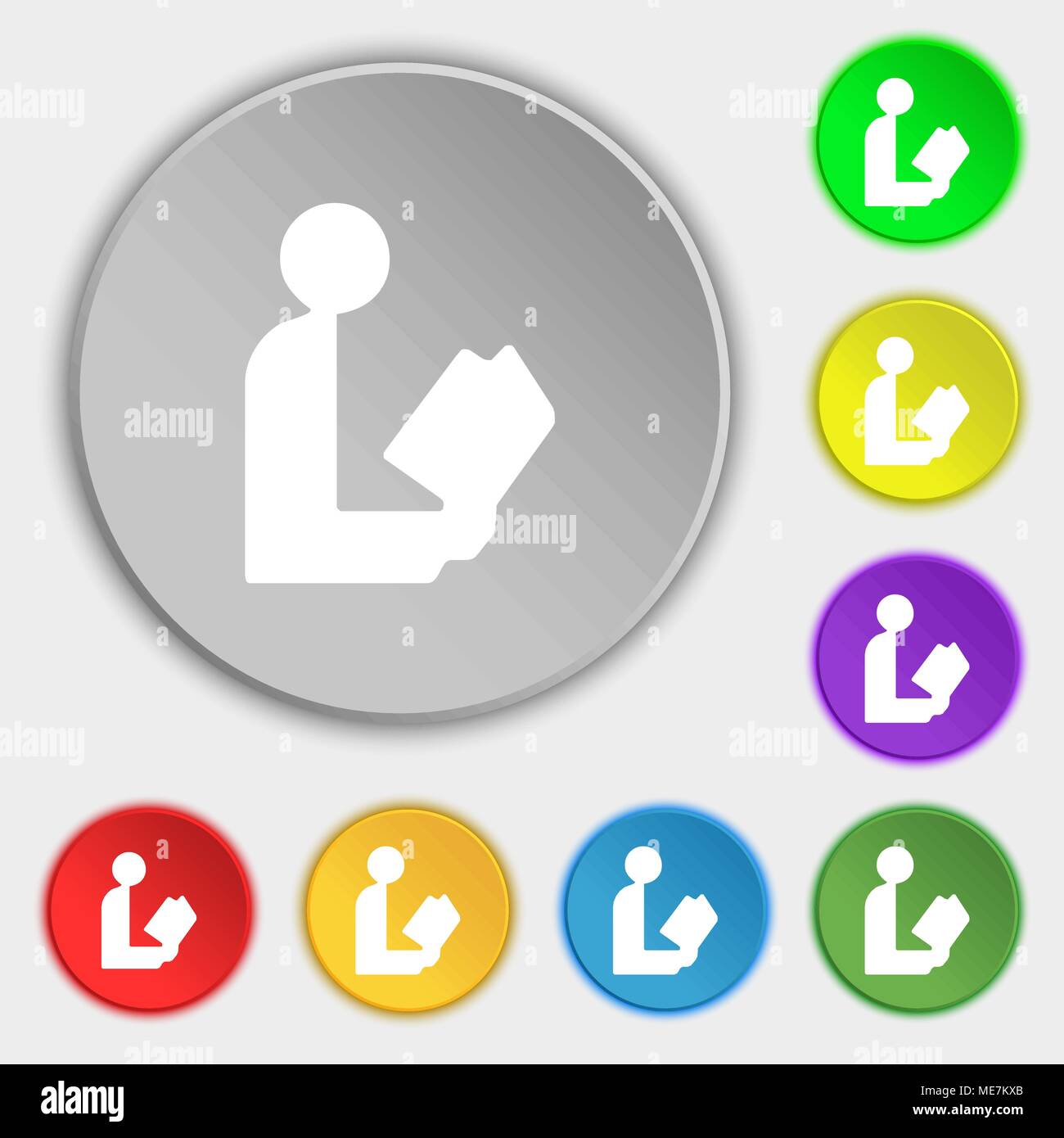 read a book icon sign. Symbol on five flat buttons. Vector illustration ...