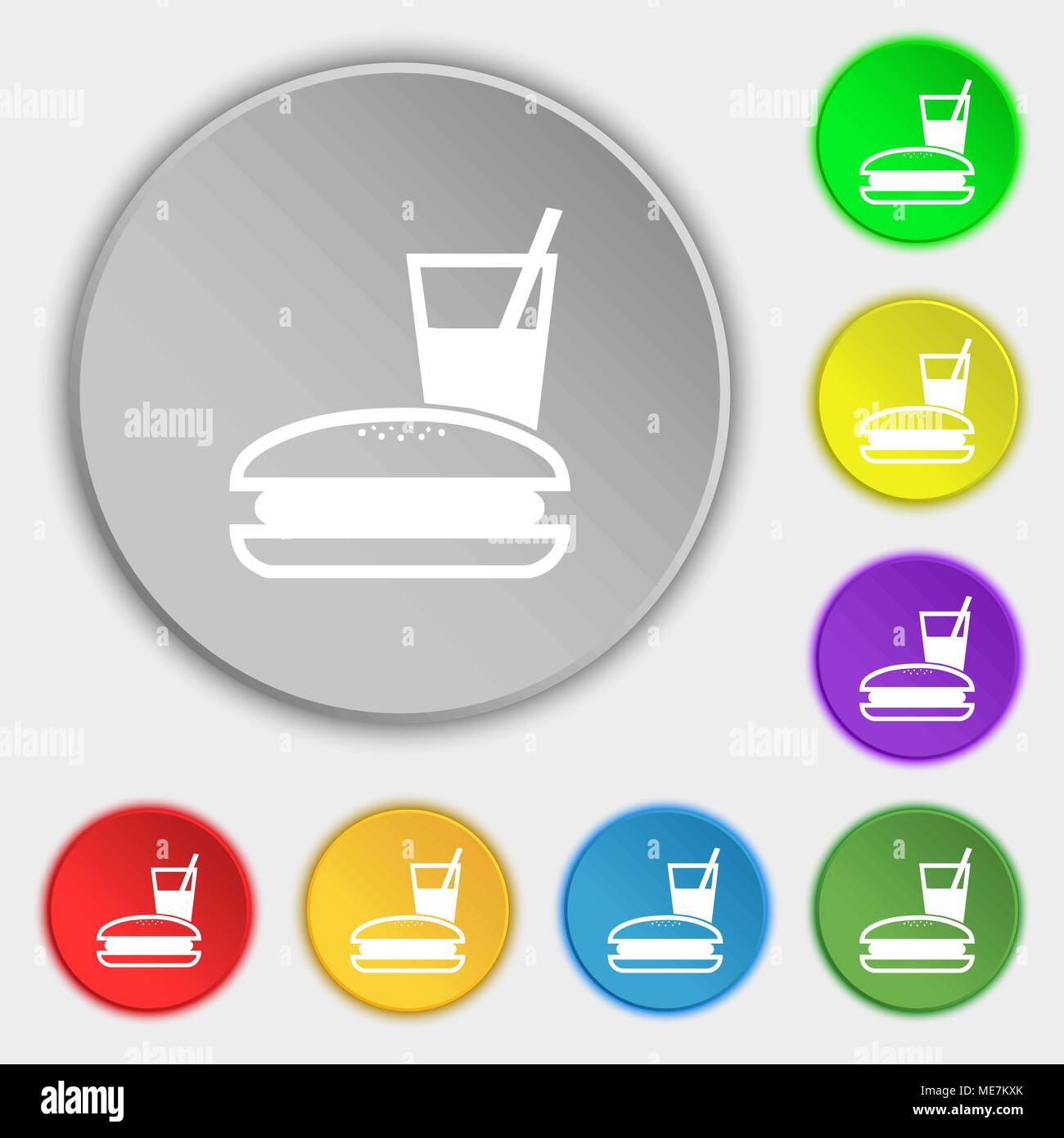 lunch box icon sign. Symbol on five flat buttons. Vector illustration ...