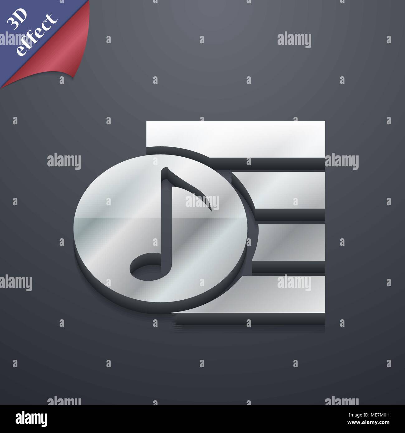 Audio, MP3 file icon symbol. 3D style. Trendy, modern design with space ...