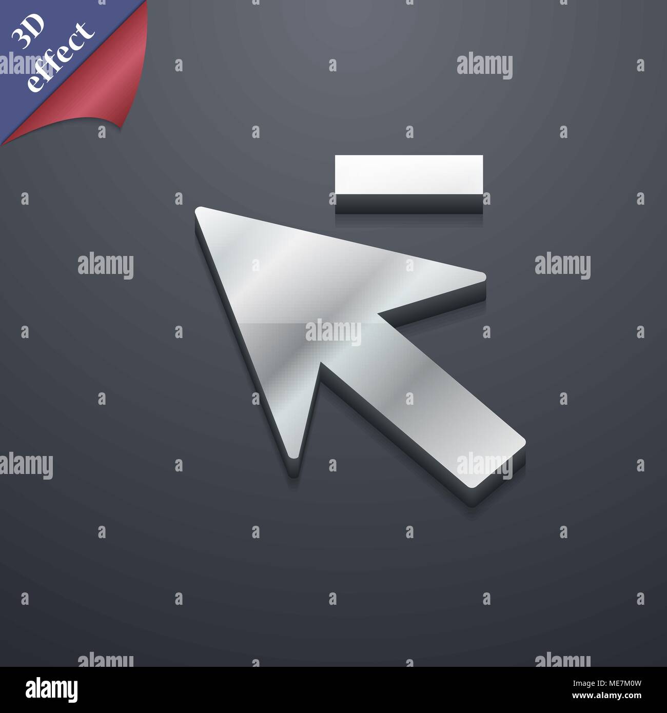 Cursor, arrow minus icon symbol. 3D style. Trendy, modern design with ...