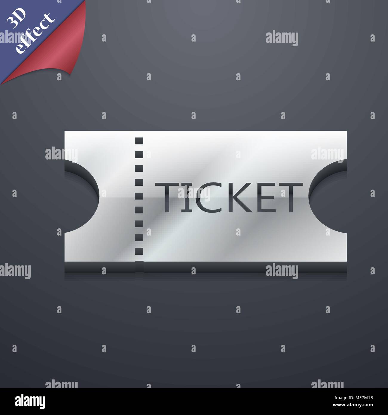 ticket icon symbol. 3D style. Trendy, modern design with space for your ...