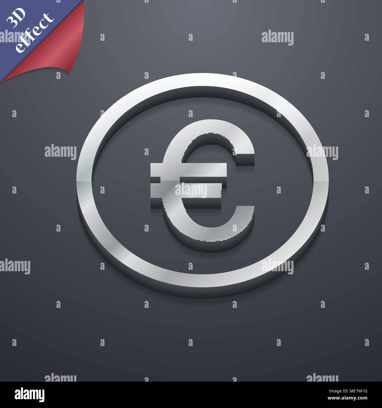 Euro icon symbol. 3D style. Trendy, modern design with space for your ...