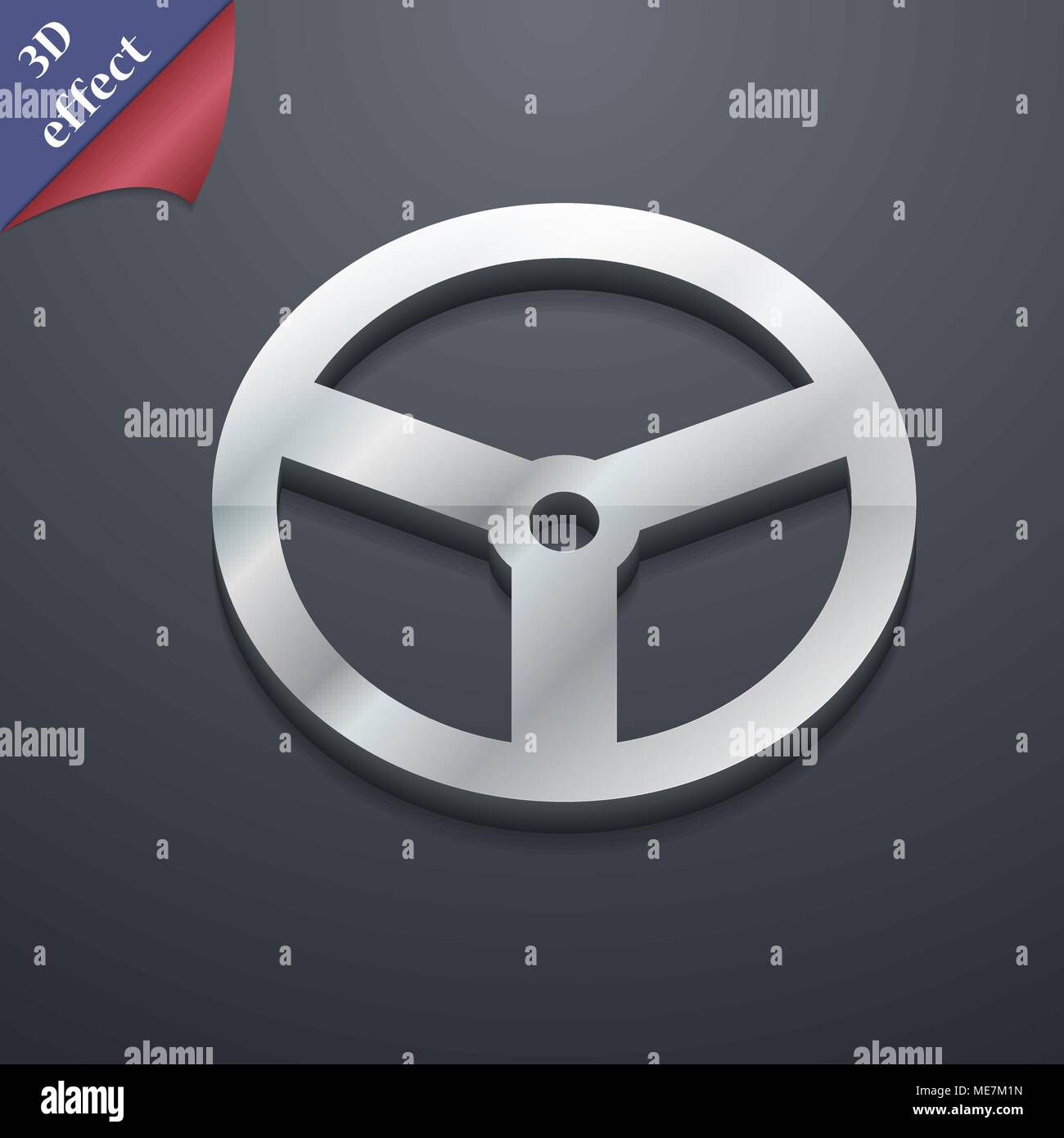 Steering wheel icon symbol. 3D style. Trendy, modern design with space ...