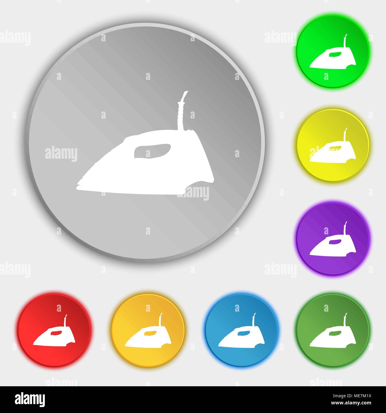 Iron icon sign. Symbol on five flat buttons. Vector illustration Stock ...