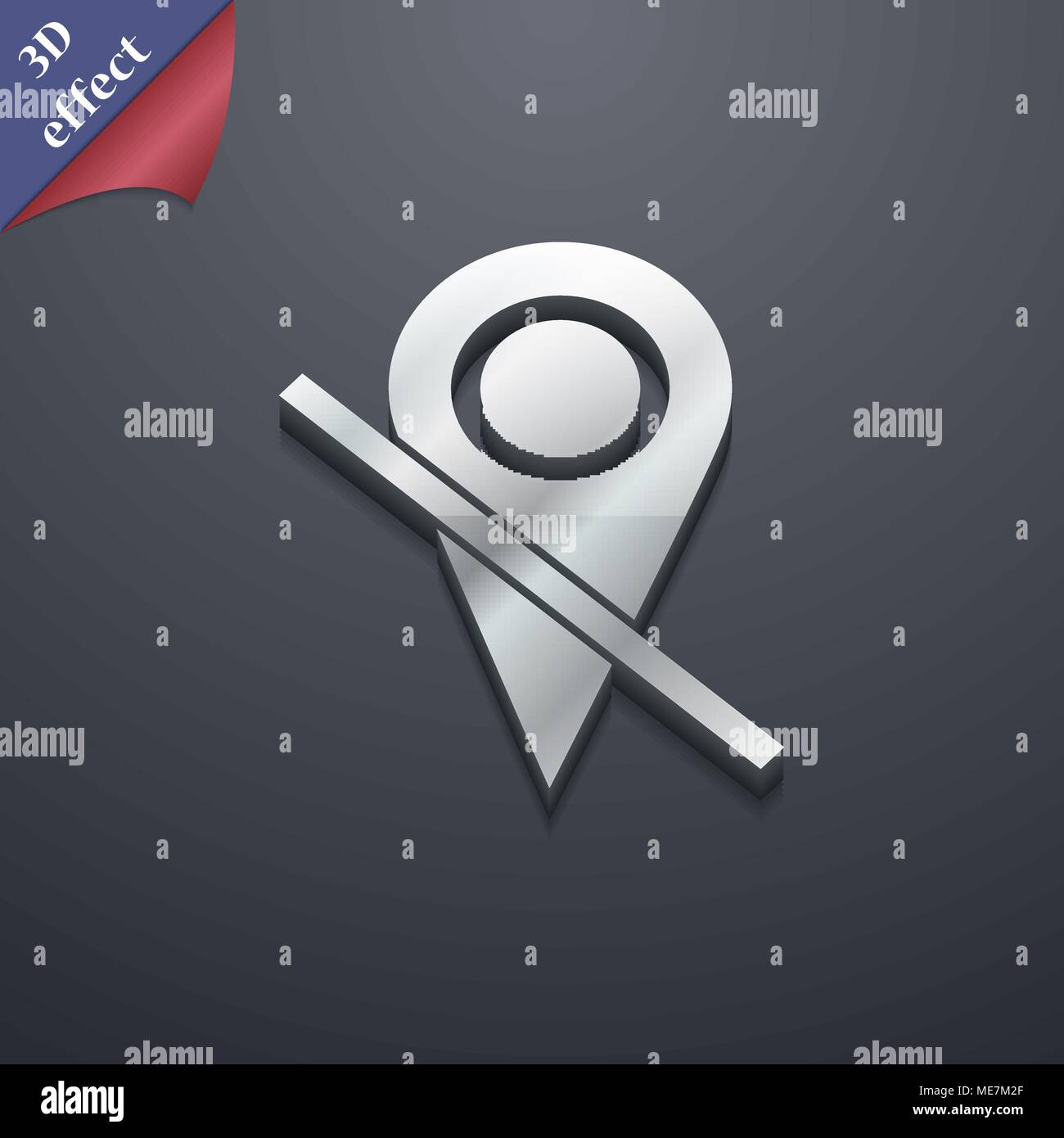 Map pointer icon symbol. 3D style. Trendy, modern design with space for ...