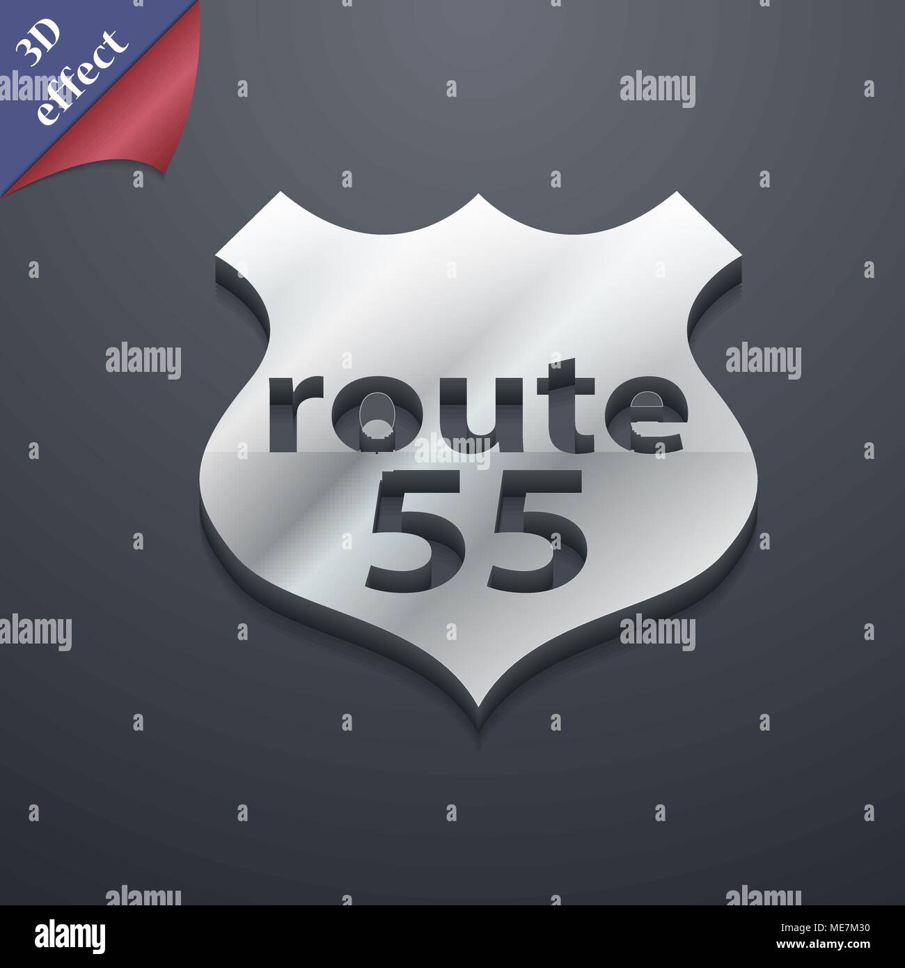 Route 55 highway icon symbol. 3D style. Trendy, modern design with ...