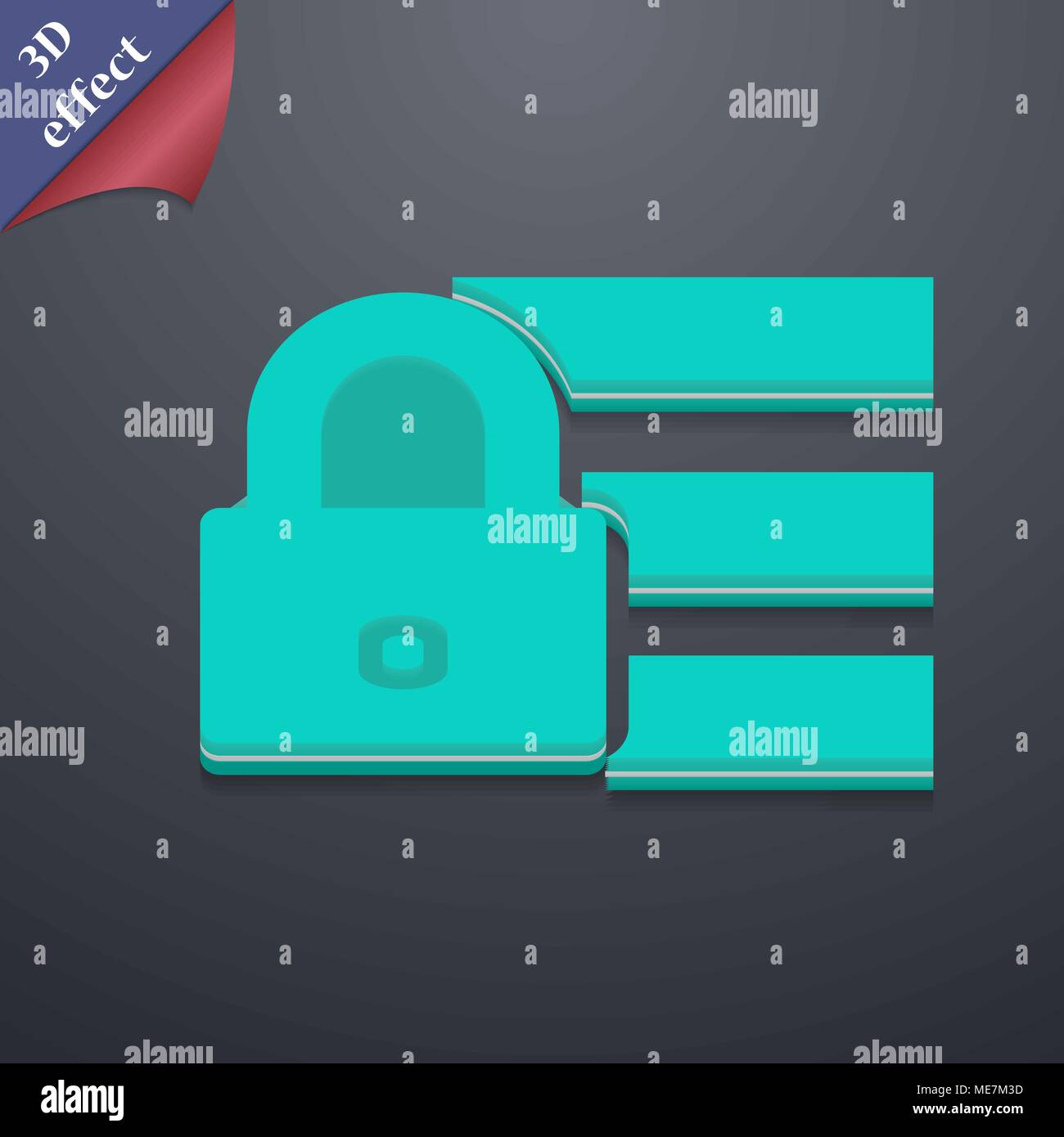 Lock, login icon symbol. 3D style. Trendy, modern design with space for ...