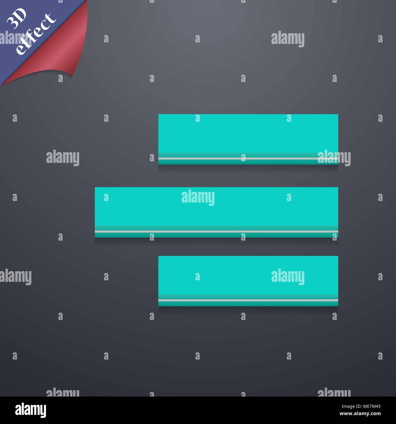 Right-aligned icon symbol. 3D style. Trendy, modern design with space ...