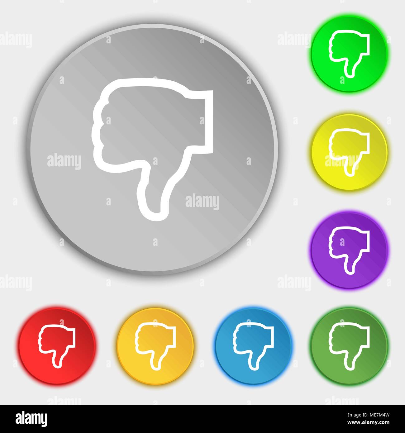Dislike icon sign. Symbol on eight flat buttons. Vector illustration ...