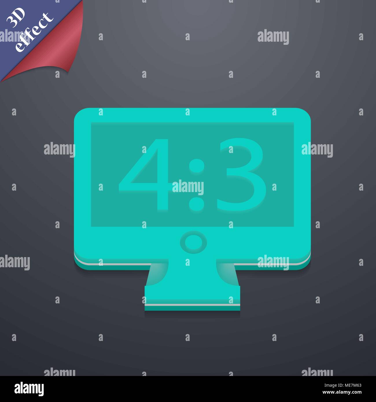 Aspect ratio 4 3 widescreen tv icon symbol. 3D style. Trendy, modern ...