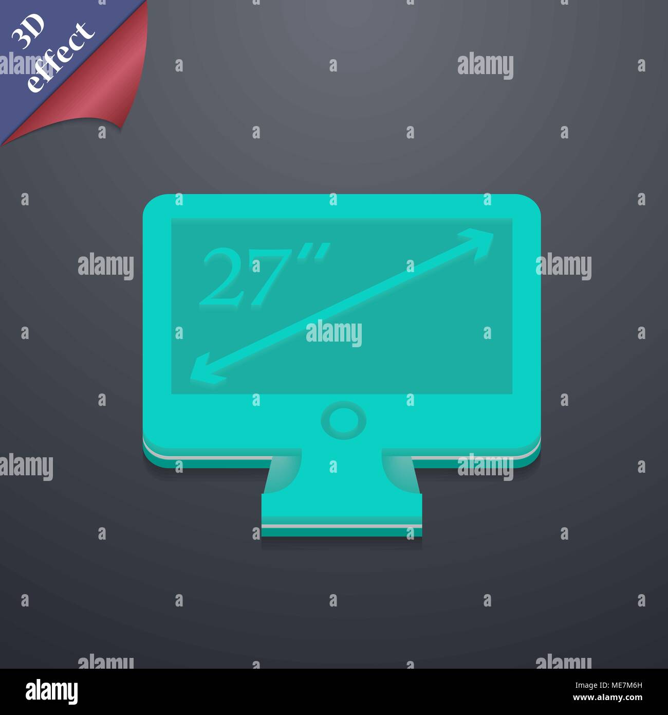 diagonal of the monitor 27 inches icon symbol. 3D style. Trendy, modern ...