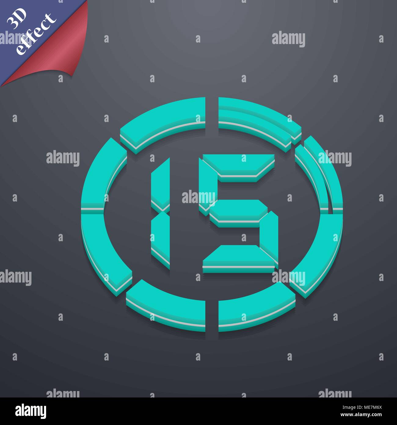 15 second stopwatch icon symbol. 3D style. Trendy, modern design with ...