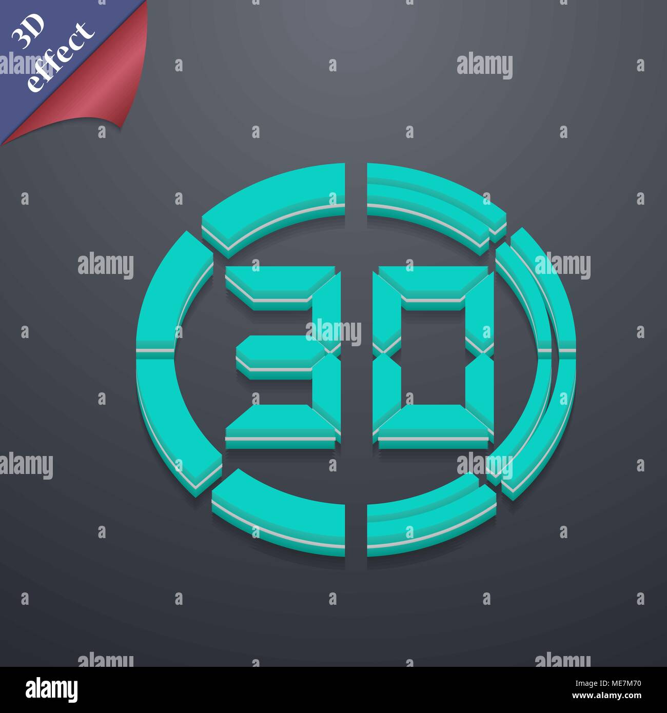 30 second stopwatch icon symbol. 3D style. Trendy, modern design with ...