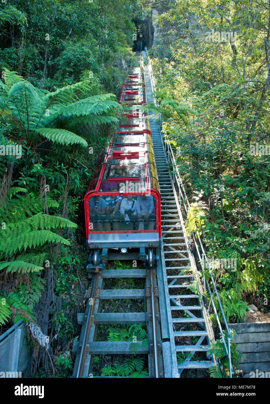 Steep inclined passenger railway at Scenic World. Katoomba Stock Photo ...