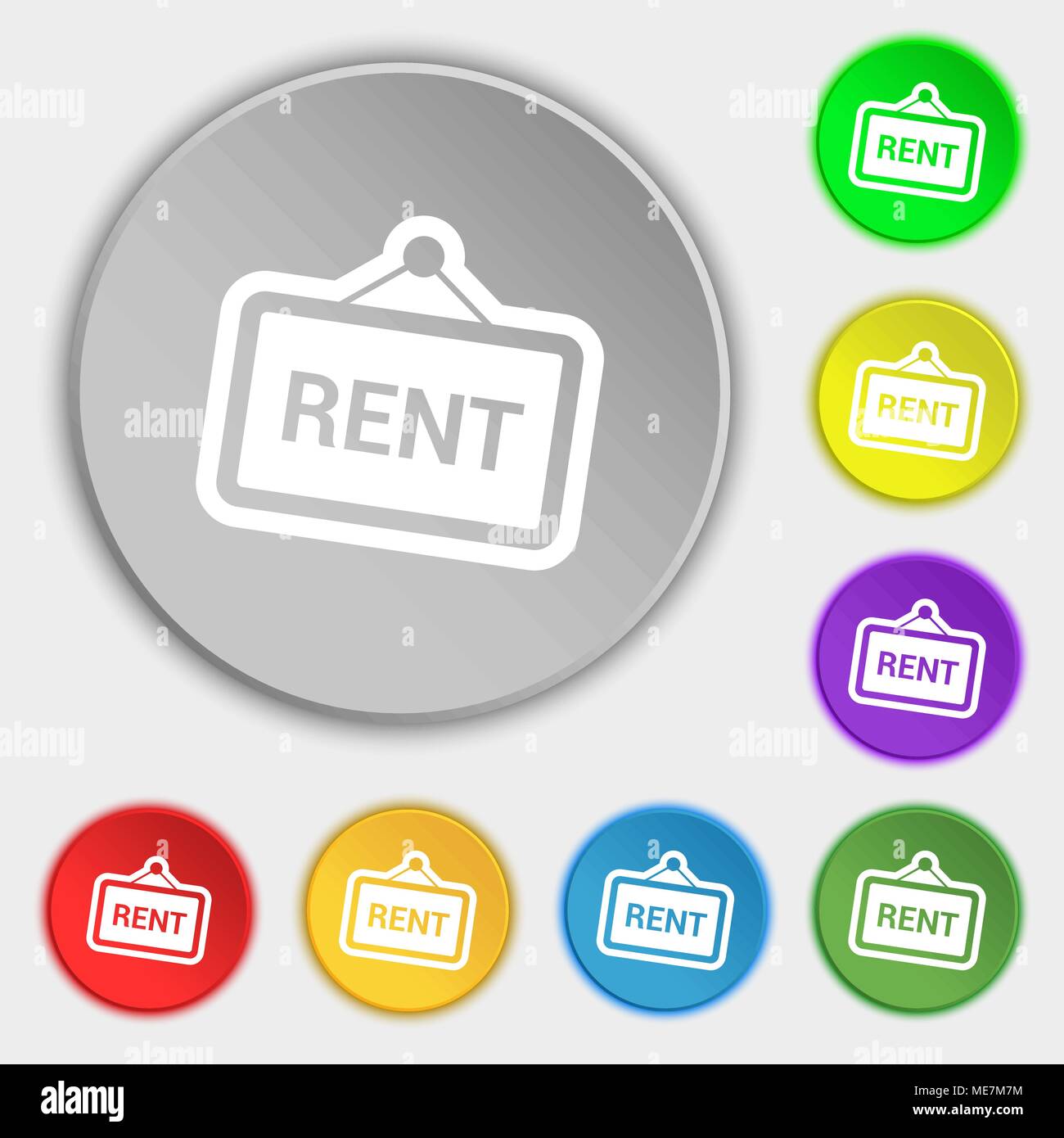Rent icon sign. Symbol on eight flat buttons. Vector illustration Stock ...