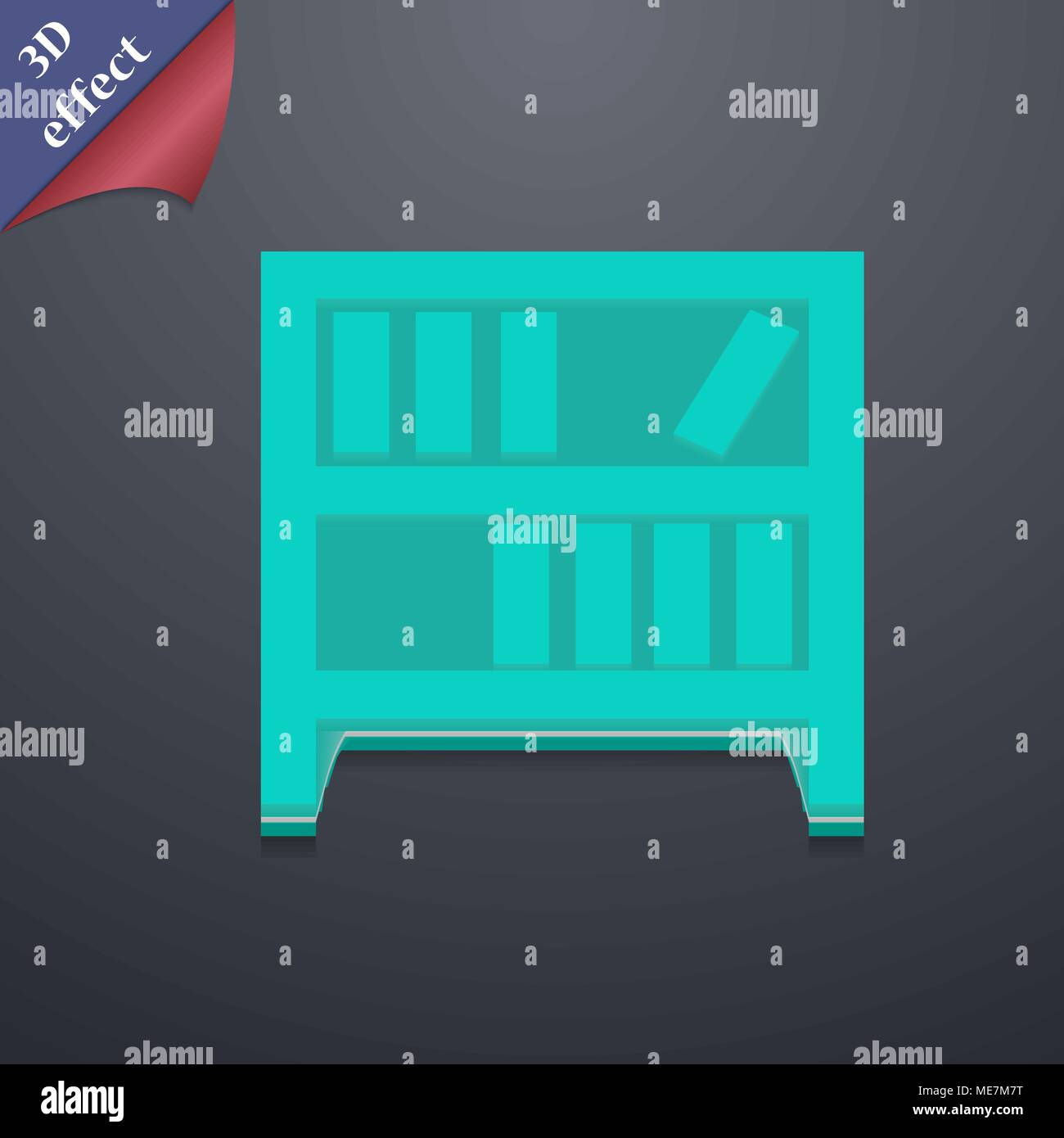 Bookshelf icon symbol. 3D style. Trendy, modern design with space for ...