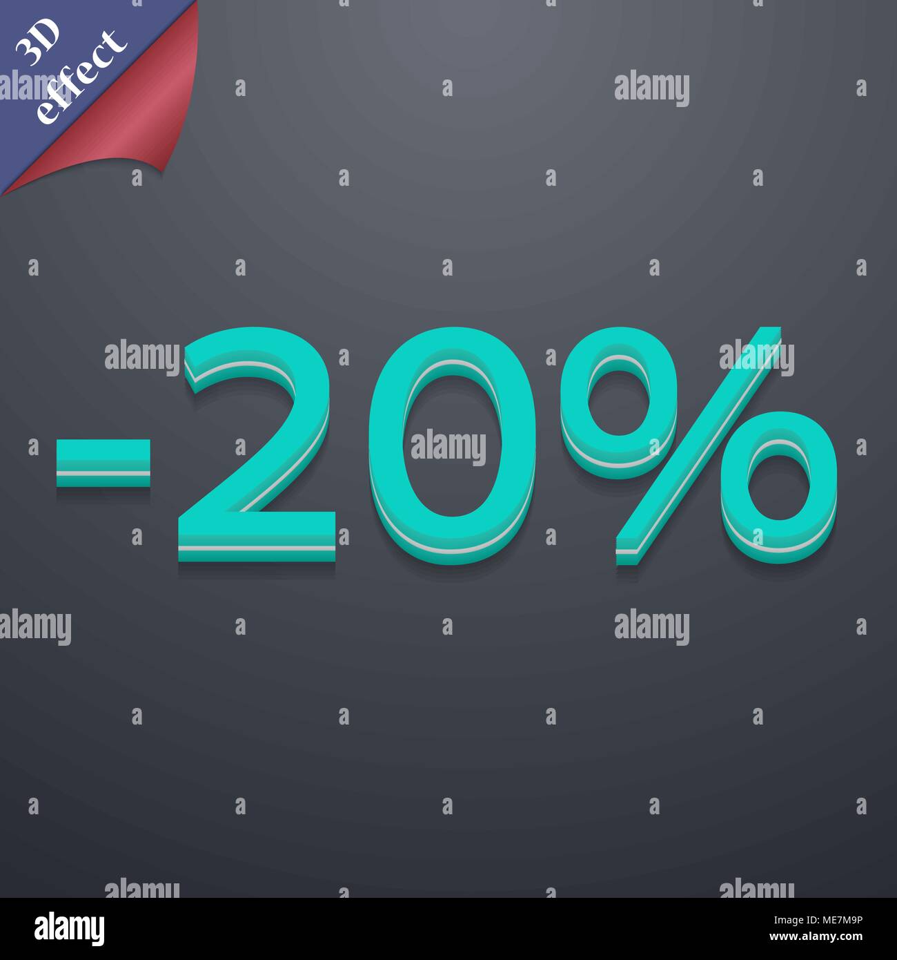 20 percent discount icon symbol. 3D style. Trendy, modern design with ...