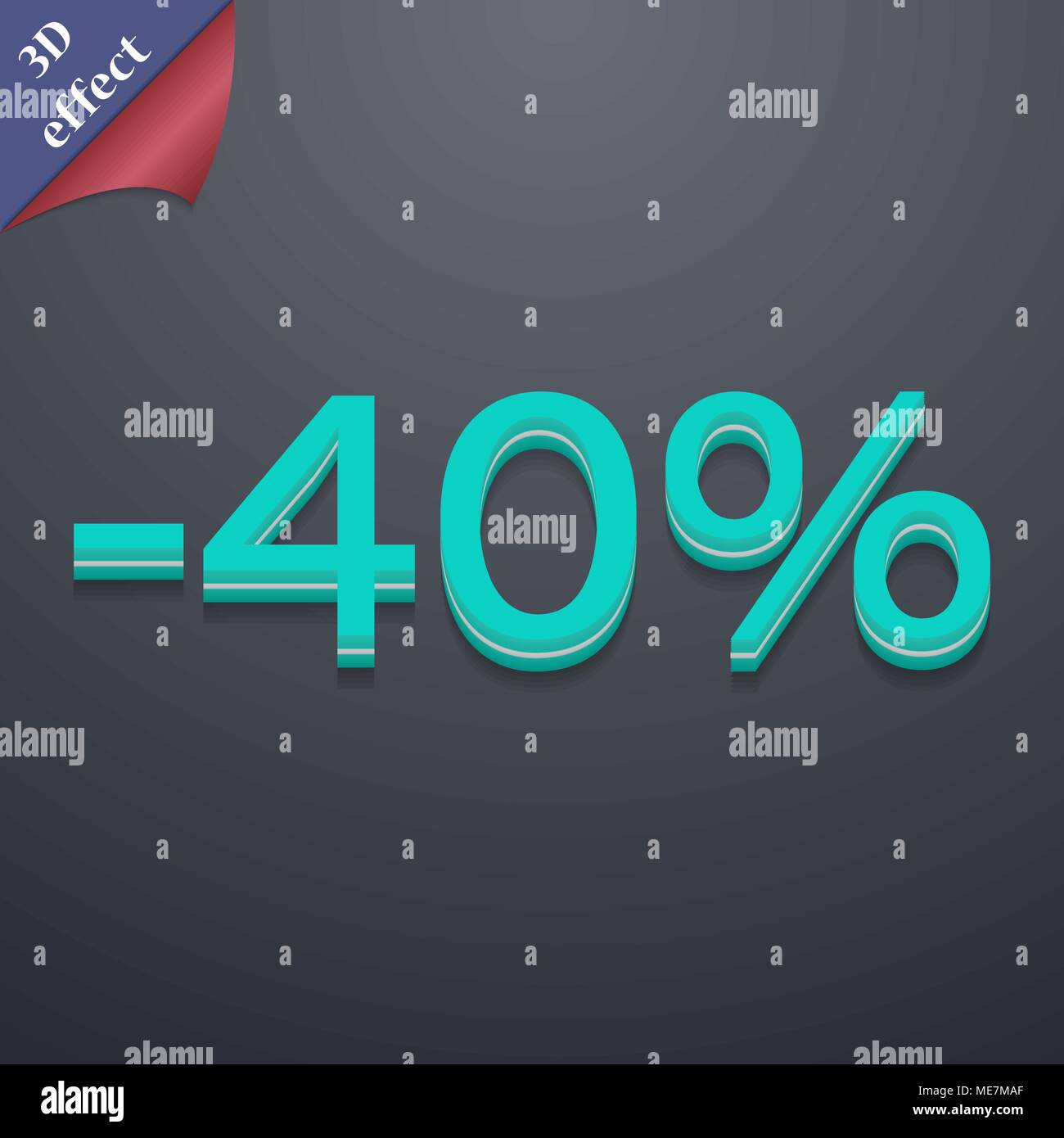 40 percent discount icon symbol. 3D style. Trendy, modern design with ...