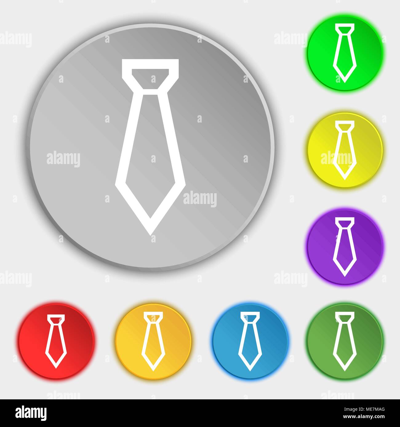 Tie icon sign. Symbol on eight flat buttons. Vector illustration Stock ...