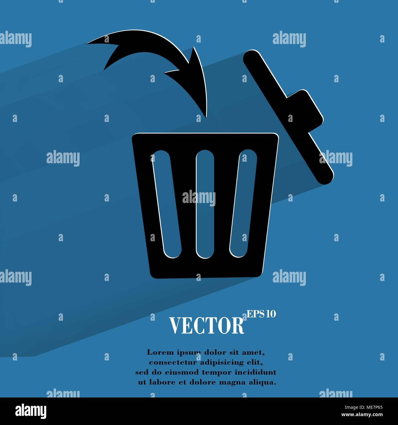 Trash bin. Flat modern web button with long shadow and space for your text. Vector. EPS10 Stock ...