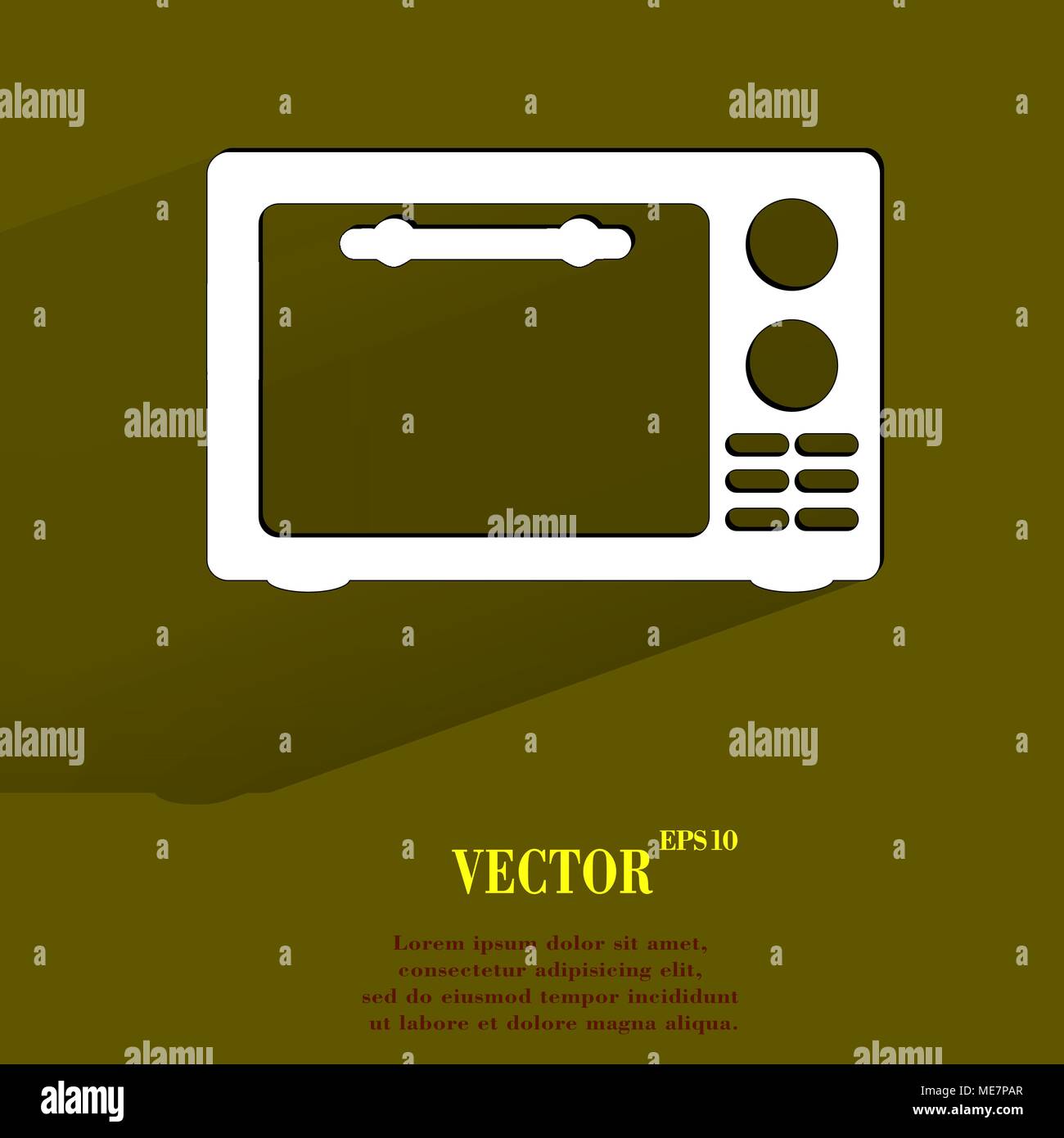 microwave. kitchen equipment Flat modern web button with long shadow ...