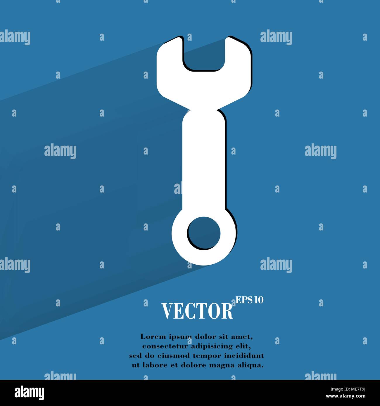 Wrench. tool to work Flat modern web button with long shadow and space ...