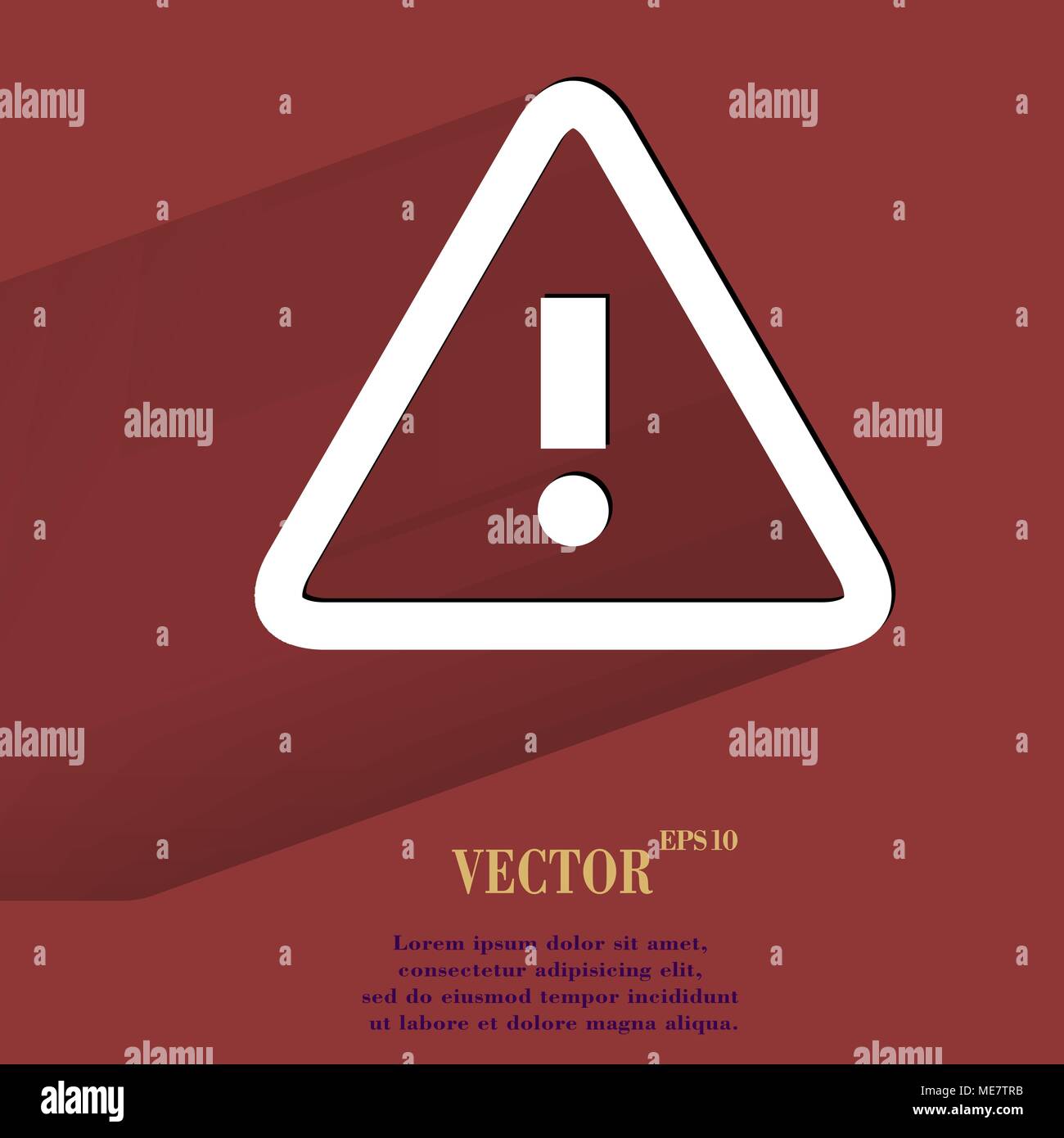 danger. exclamation mark Flat modern web button with long shadow and ...