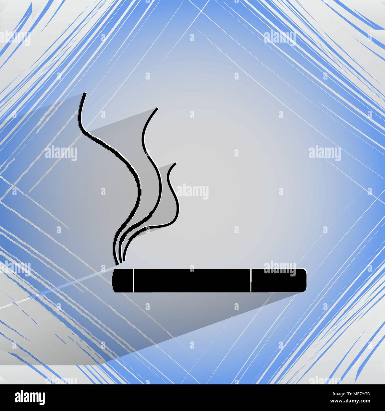 Smoking sign. cigarette. Flat modern web buttonon a flat geometric ...