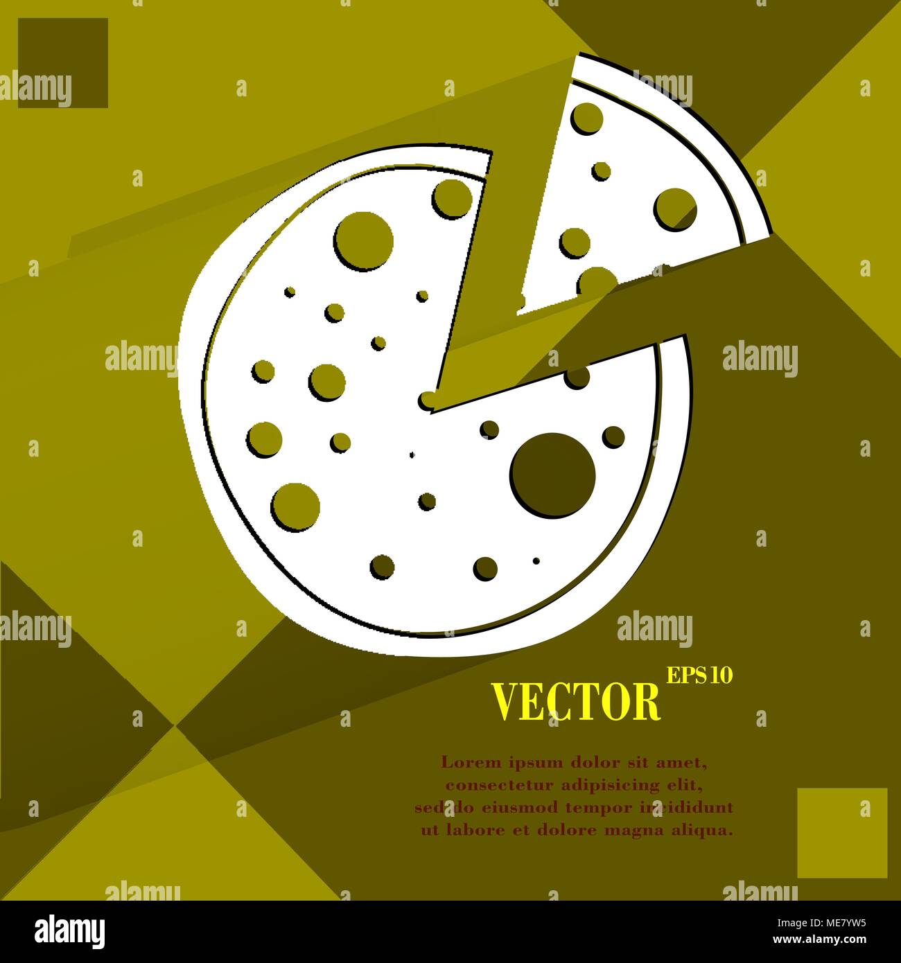 Pizza. Flat modern web button on a flat geometric abstract background ...