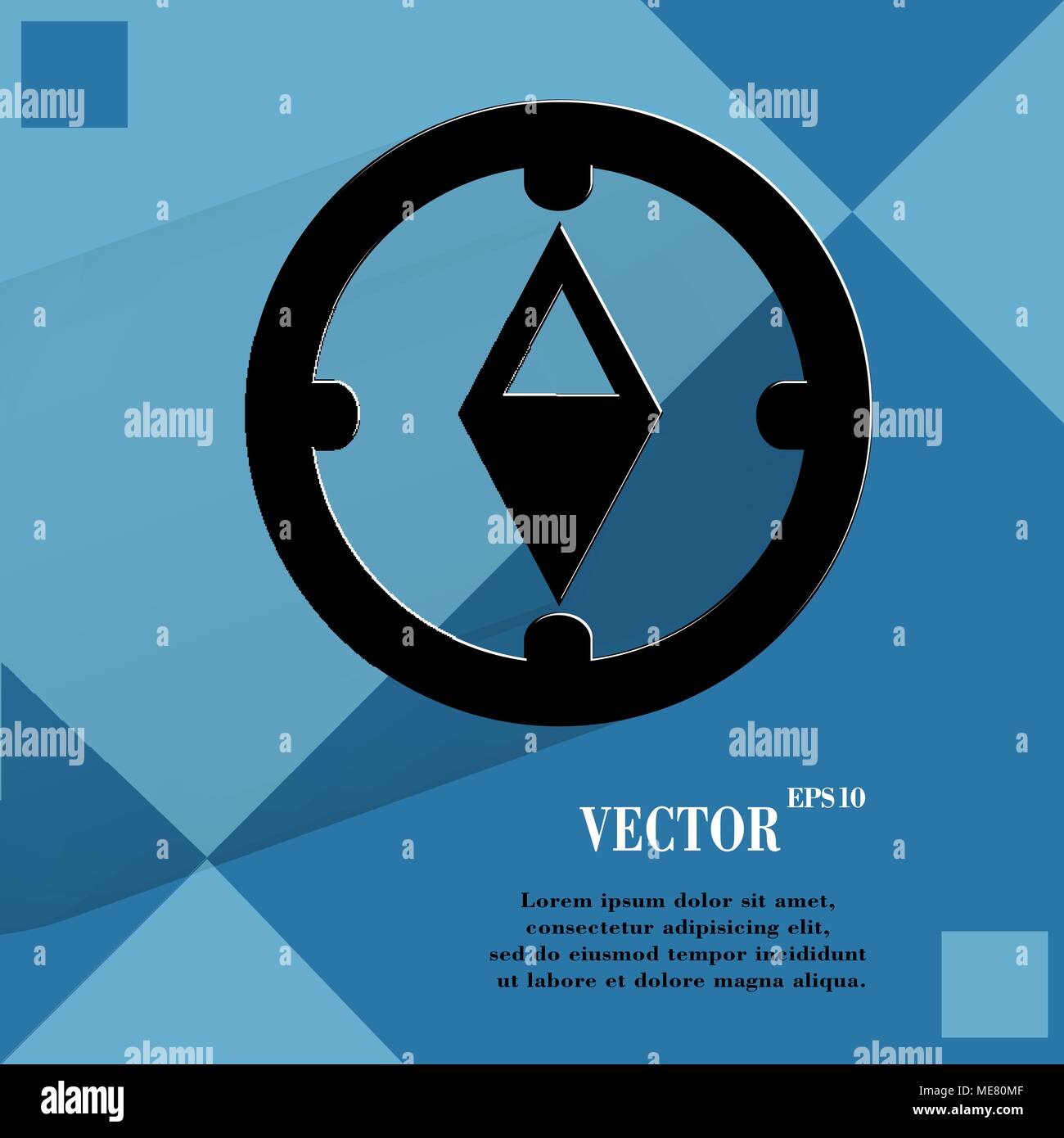 Compass. Flat modern web button on a flat geometric abstract background Vector. EPS10 Stock ...