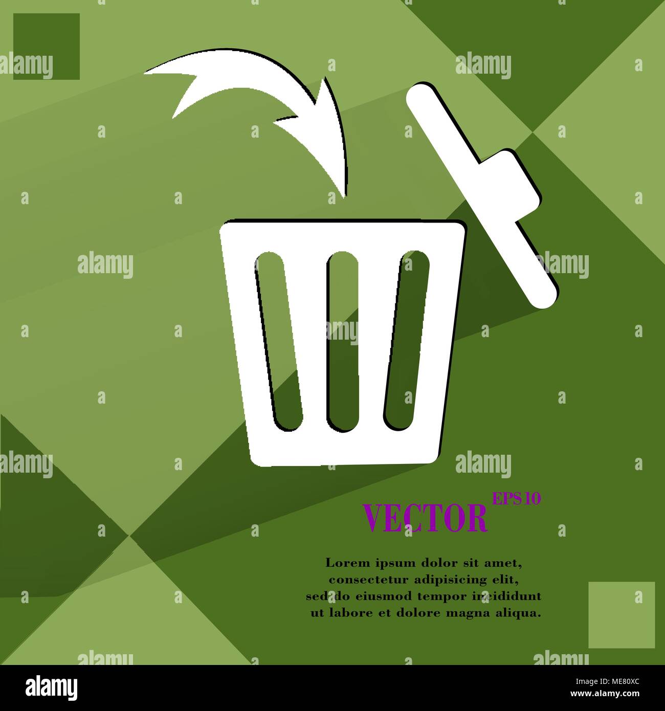 Trash bin. Flat modern web button on a flat geometric abstract ...