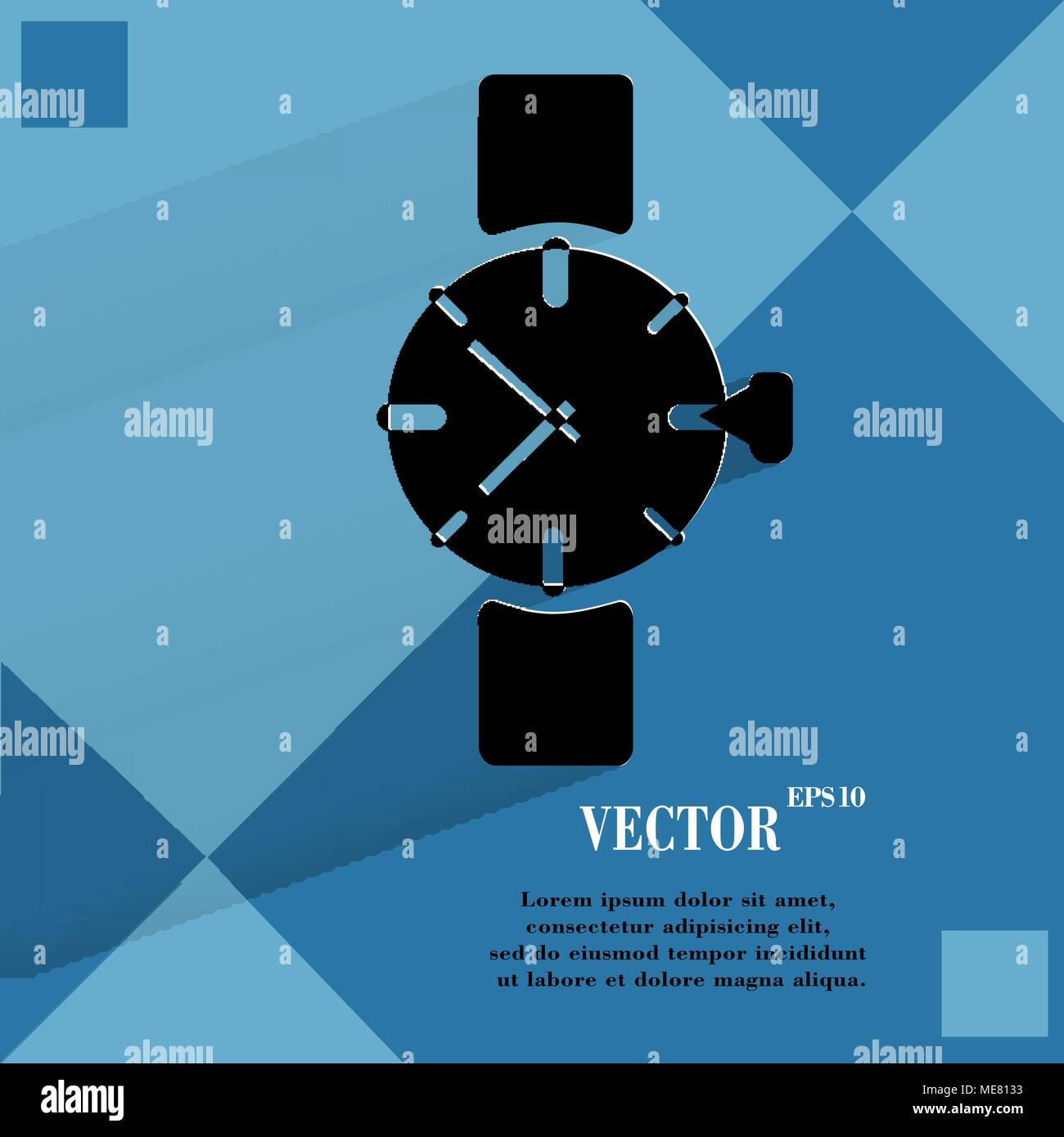 Watch,clock. Flat modern web button on a flat geometric abstract ...
