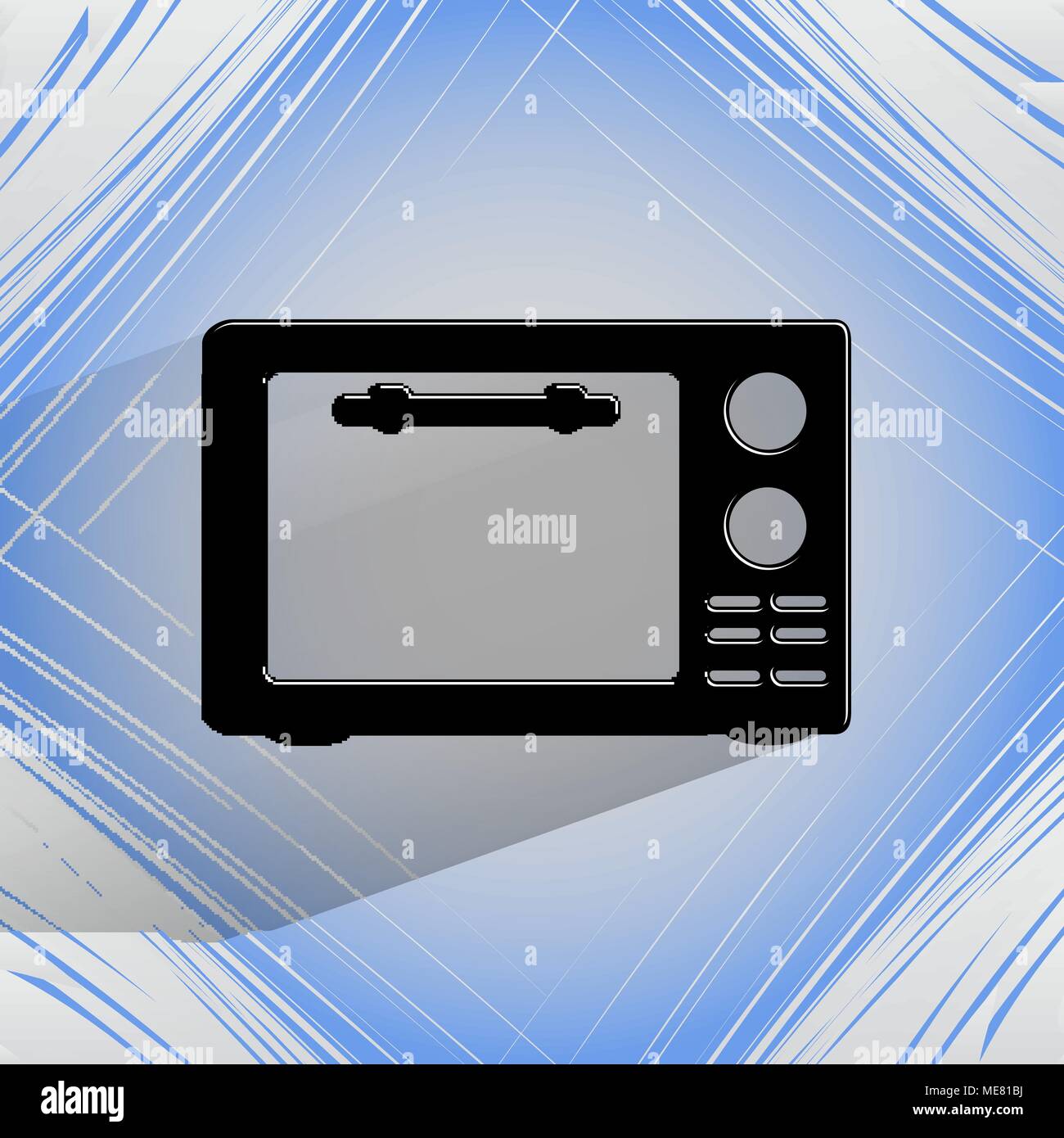 microwave. kitchen equipment Flat modern web button on a flat geometric ...