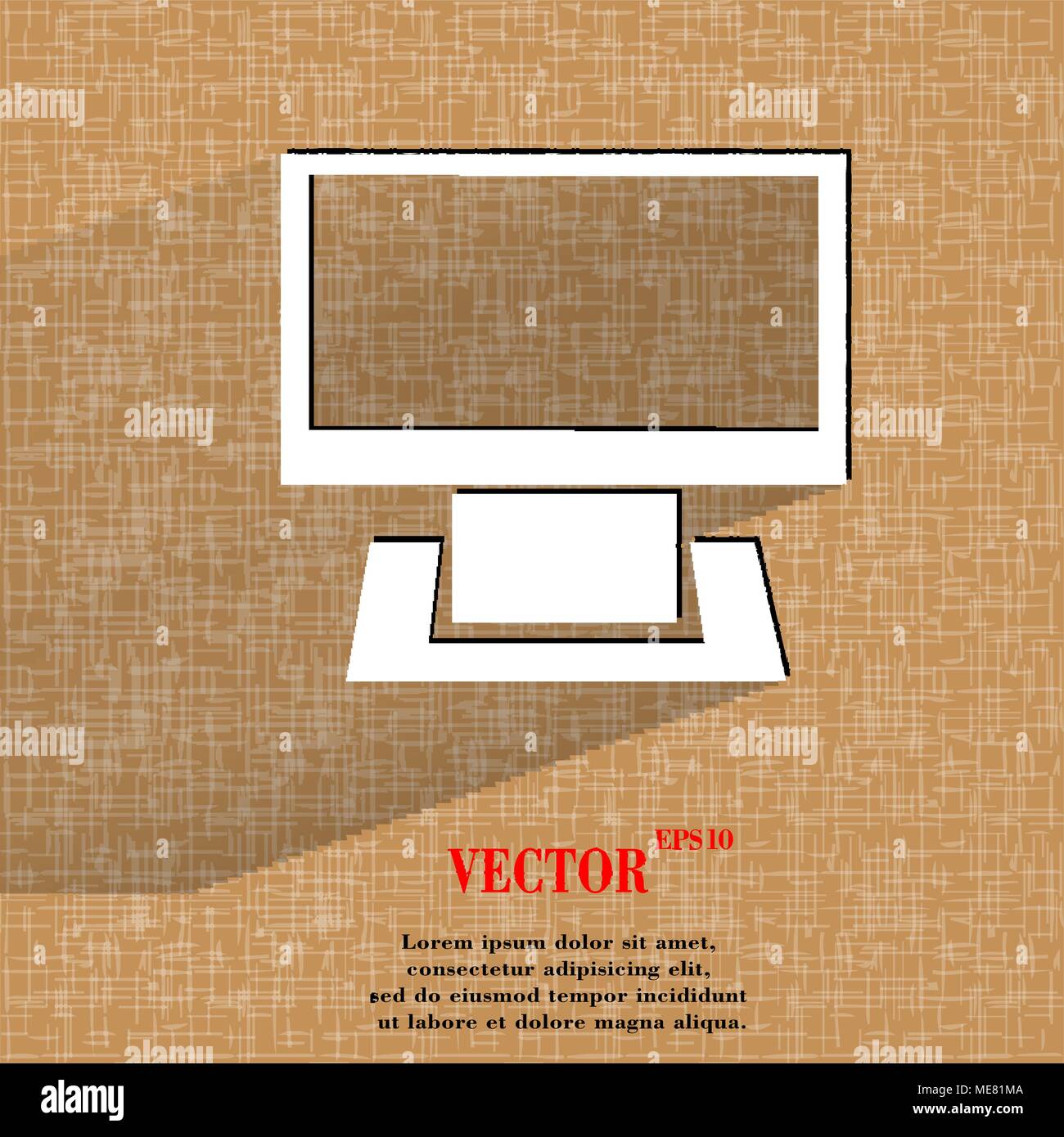 Computer. Flat modern web button on a flat geometric abstract background Vector. EPS10 Stock ...