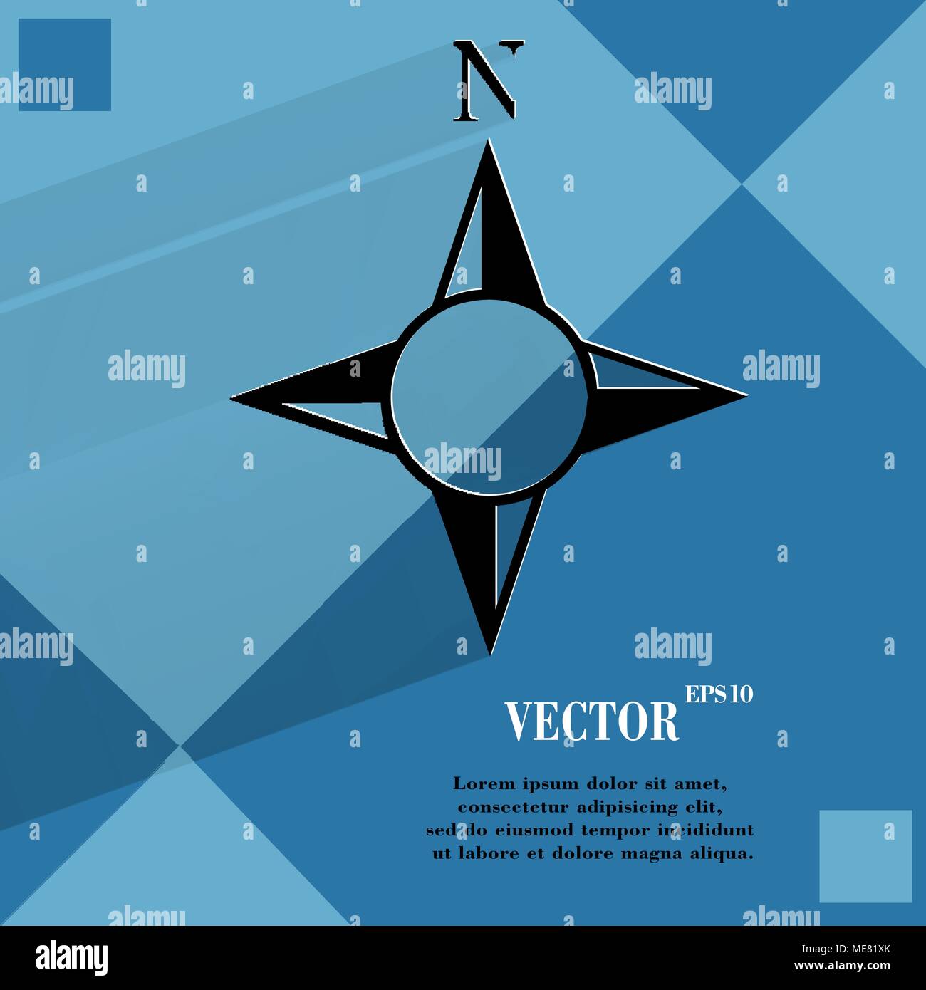 side of the World, compass. Flat modern web design on a flat geometric ...