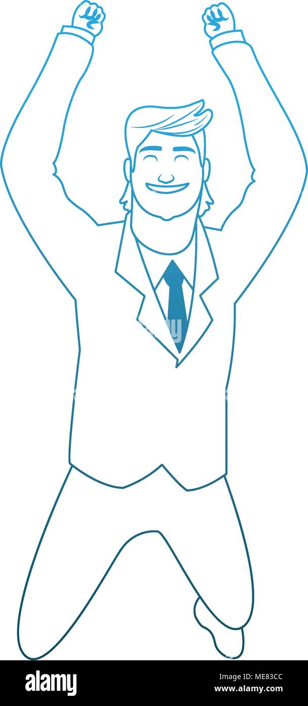 Happy businessman cartoon on blue lines Stock Vector Image & Art - Alamy